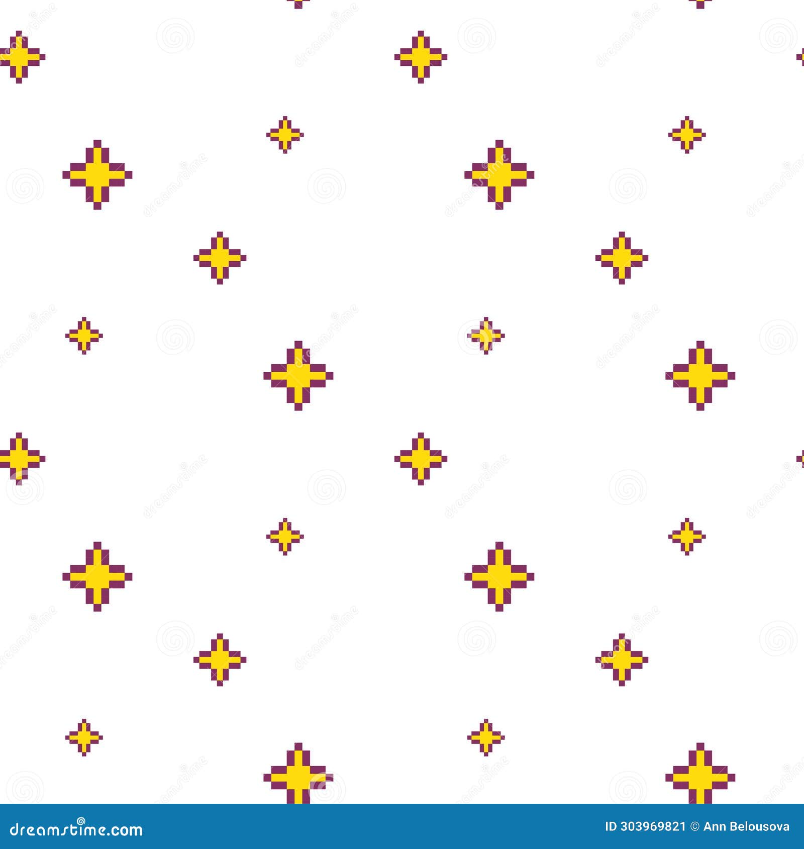 Star Pixel Sky, Stars and Clouds Seamless Pattern, Squares, Retro Stock ...