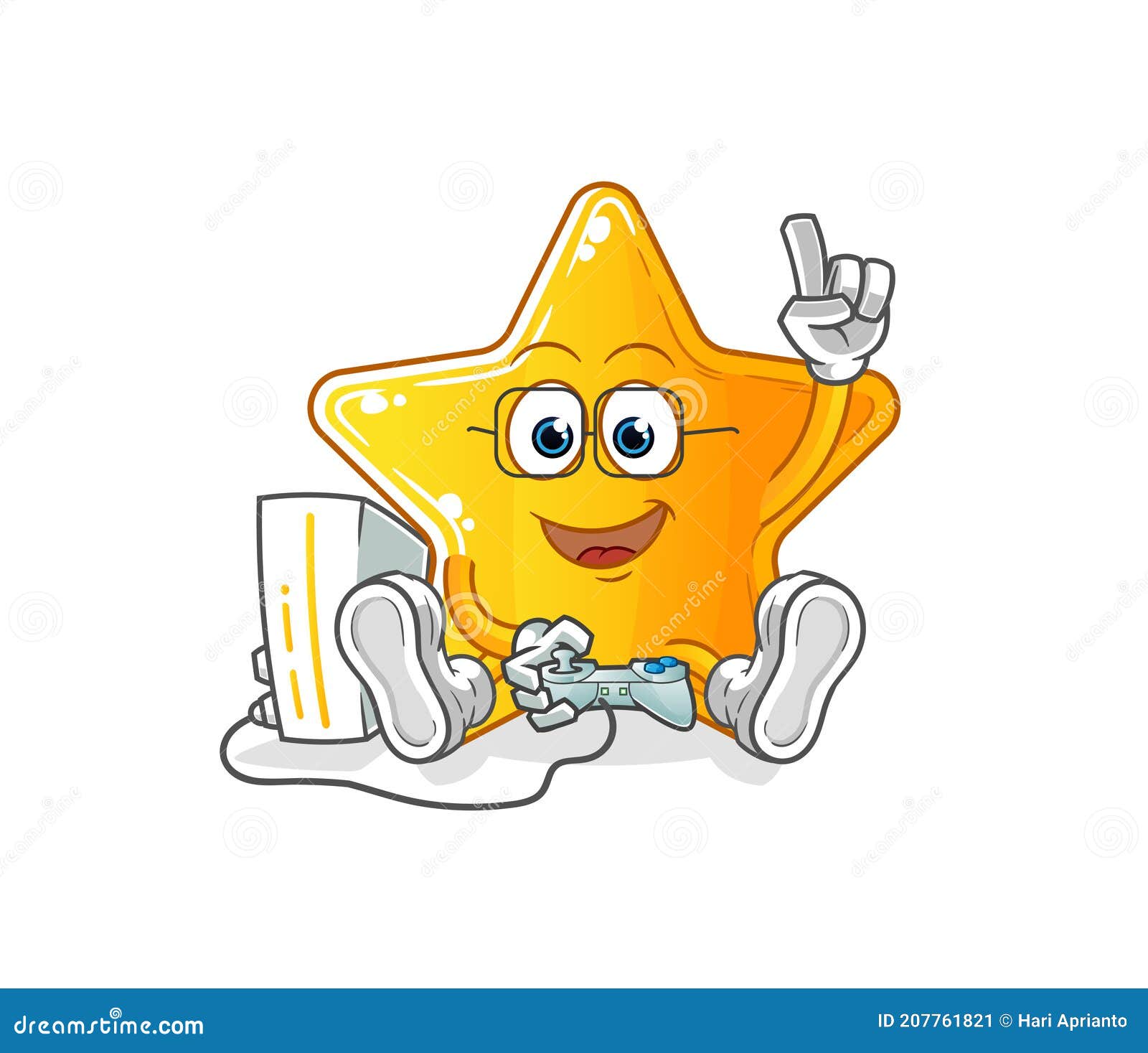 Star Playing Video Games. Cartoon Character Stock Vector - Illustration ...