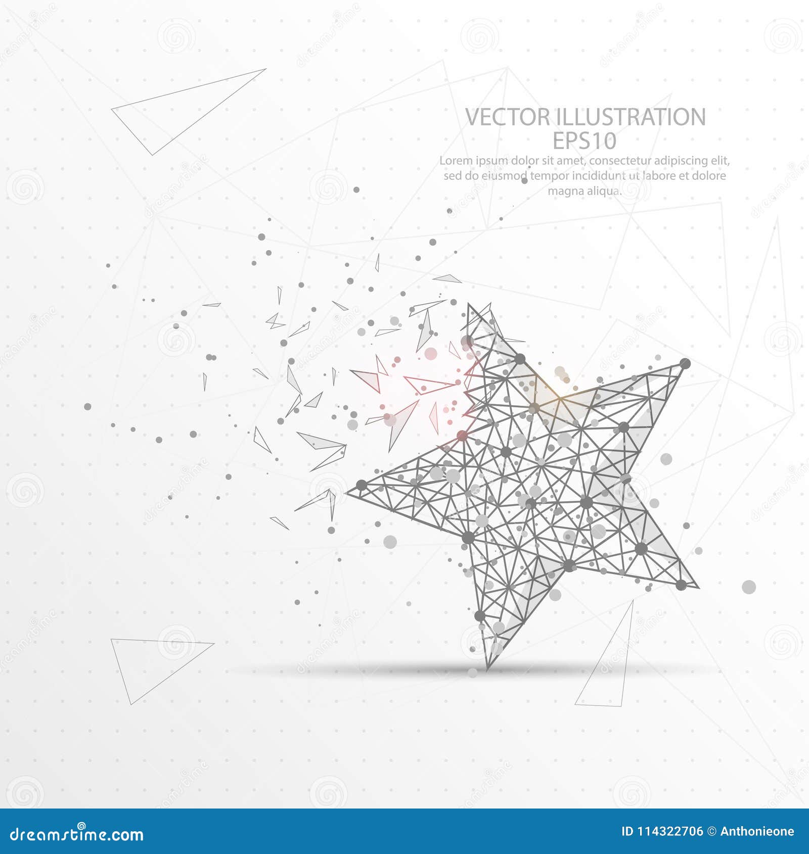 Star Digitally Drawn Low Poly Triangle Wire Frame. Stock Vector ...