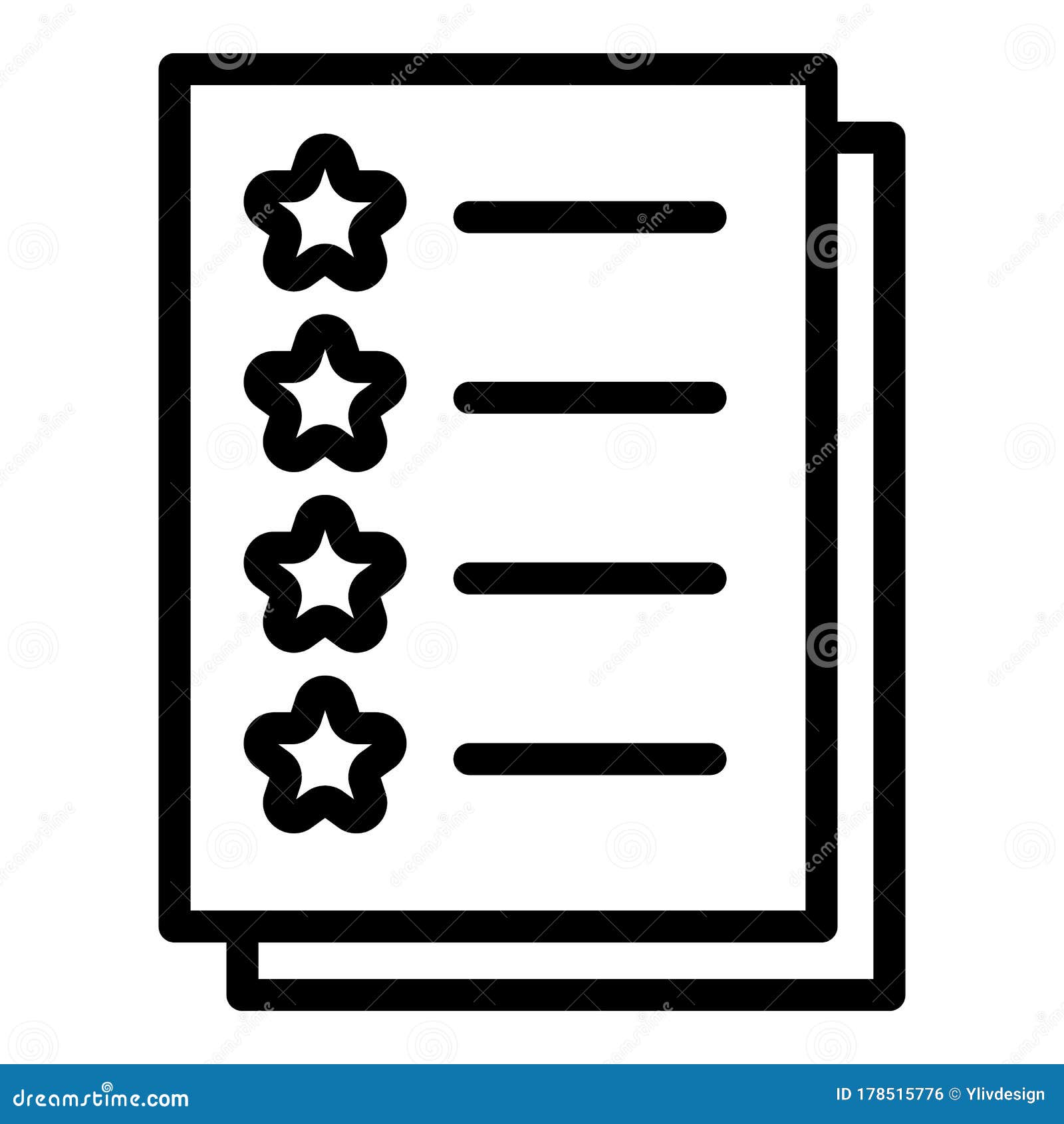 Star Points Checklist Icon, Outline Style Stock Vector - Illustration ...