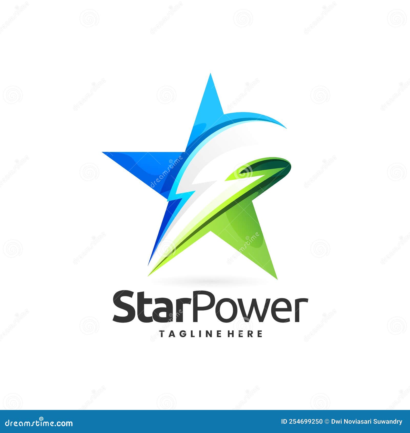 Star Power Logo with Thunder Sign in Negative Space Stock Vector ...