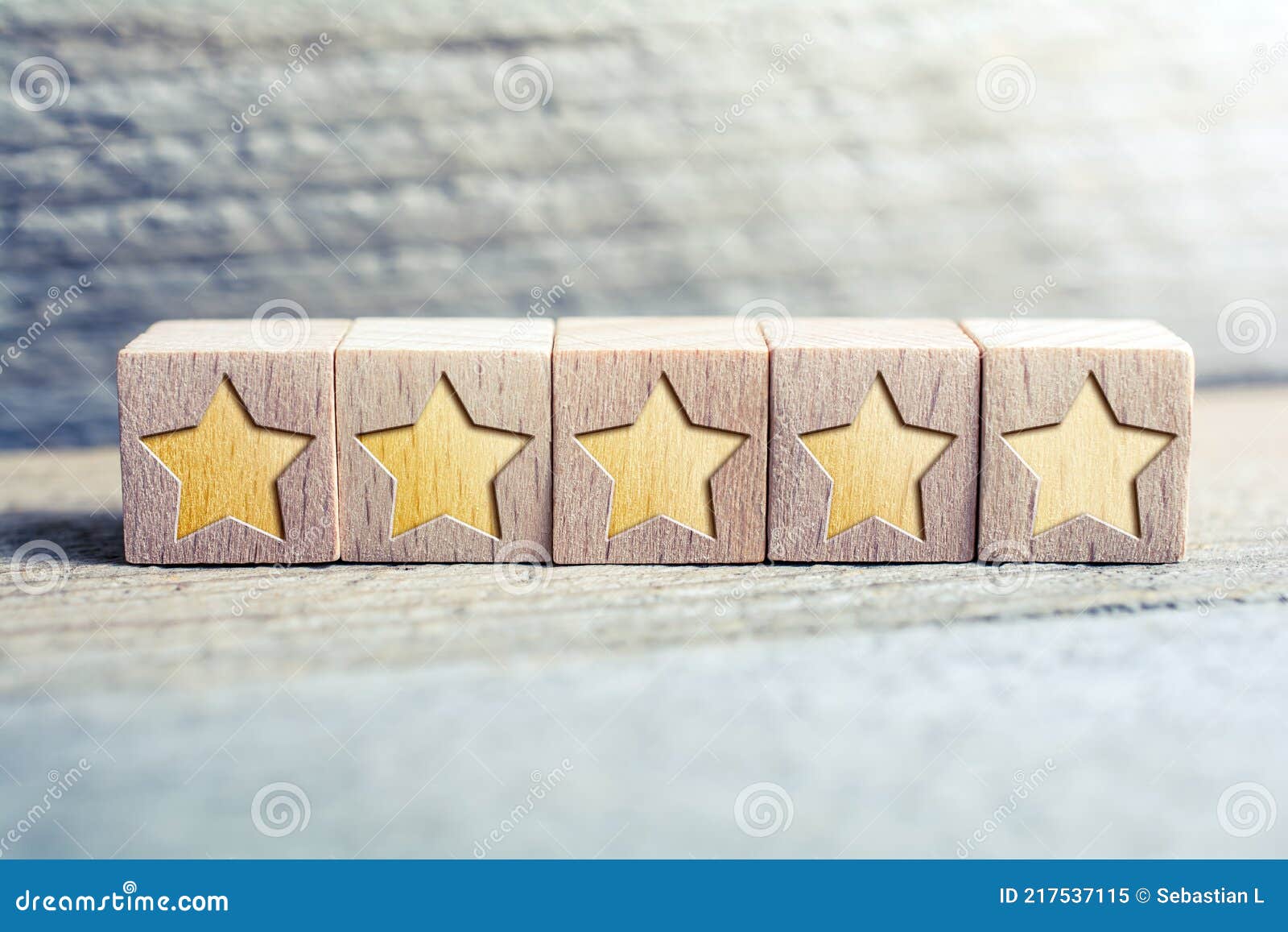 5 Star Ranking Formed by Wooden Blocks on a Board - Quality Concept ...