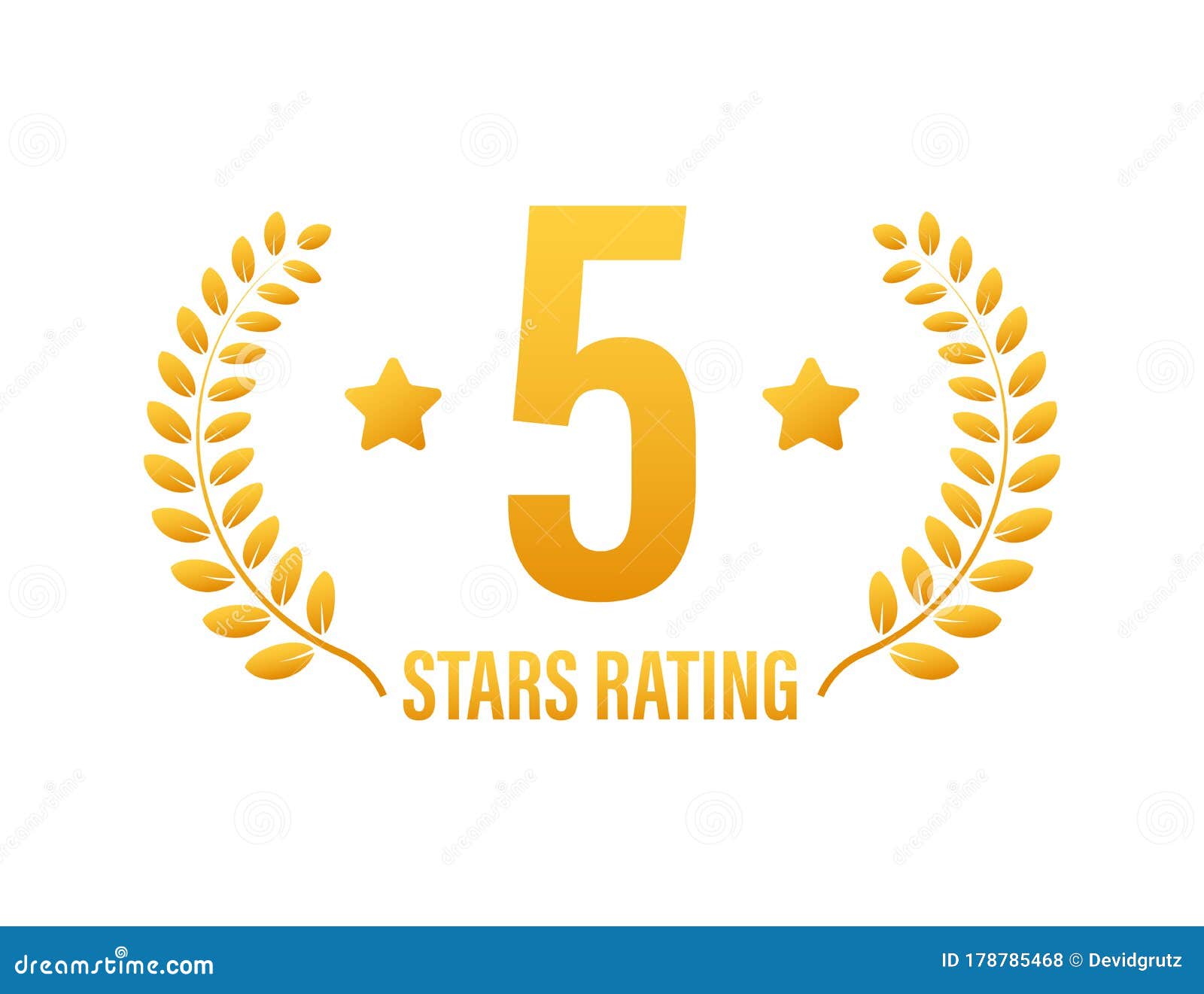 5 Star Rating. Badge with Icons on White Background Stock Vector ...