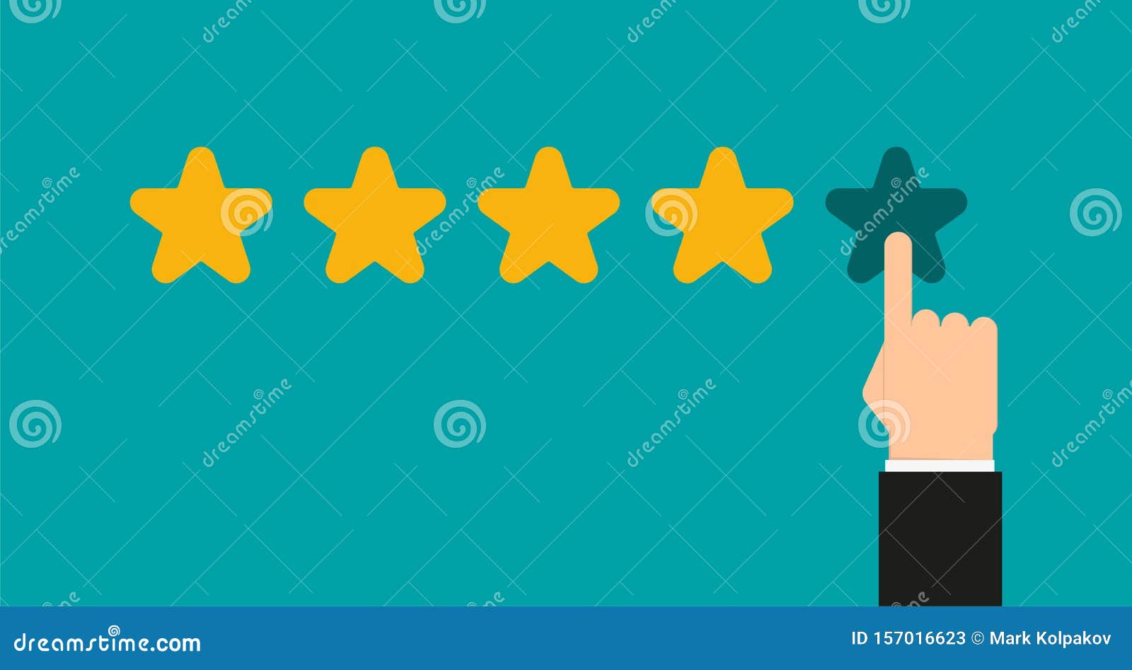 Star Rating with Hand in Flat Style Stock Illustration - Illustration ...