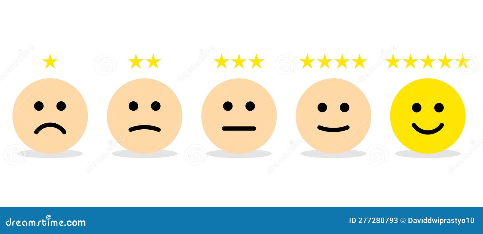 Star Rating Illustration with Expression Stock Vector - Illustration of ...