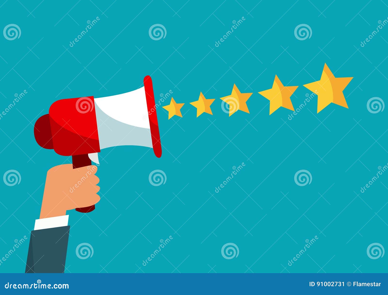 Star Rating with a Megaphone. Feedback Concept. Vector Illustration ...
