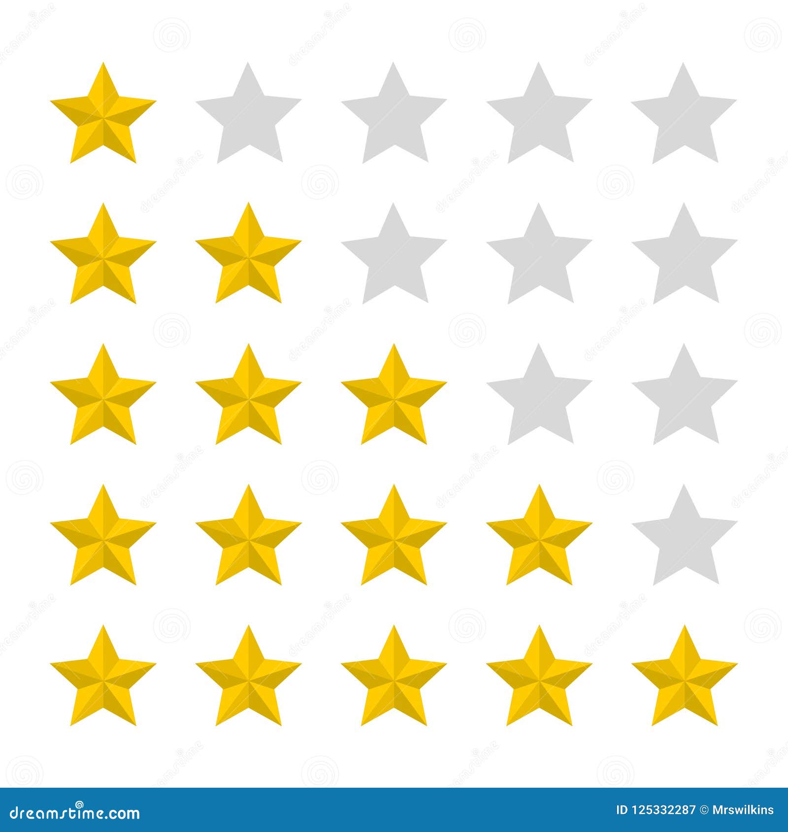 Star Rating Realistic Gold Star Set Vector Stock Illustration ...