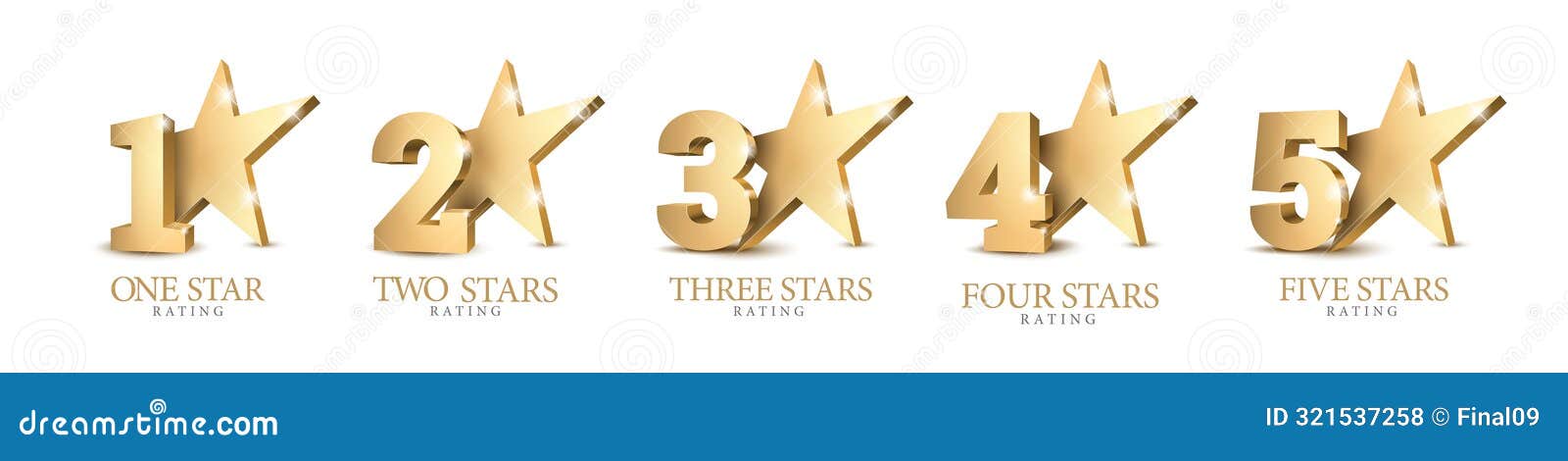 Rating Symbol Set Of Five Pointed Yellow Golden Black Outline Stars ...