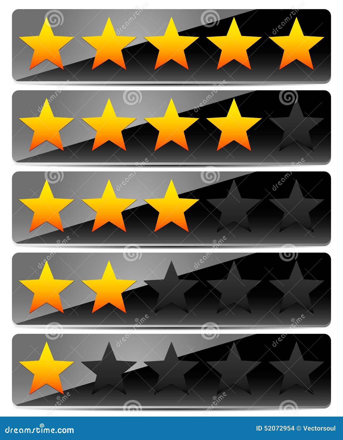 Star Rating System on Glossy, Black Panels Stock Vector - Illustration ...