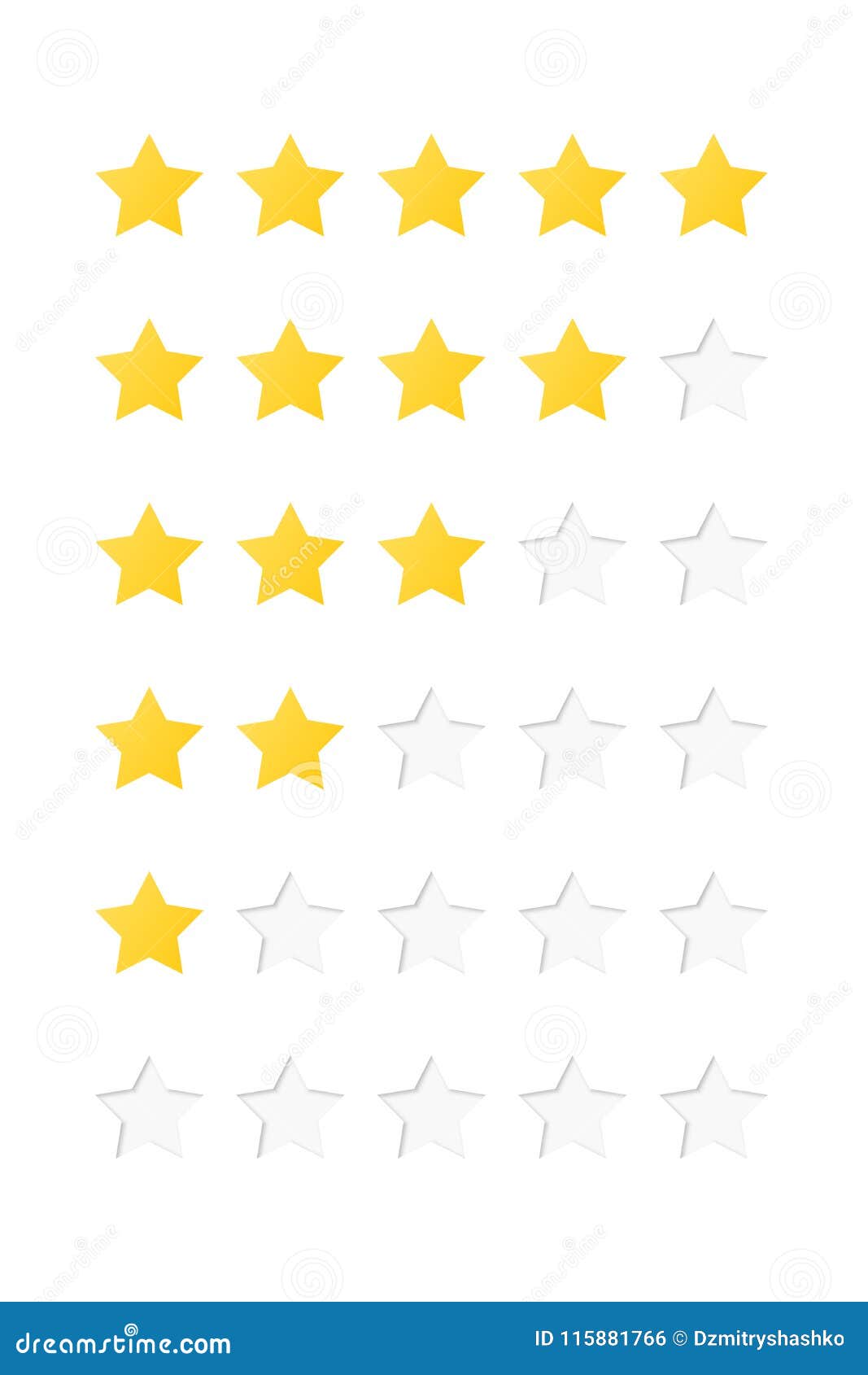 Star rating system stock vector. Illustration of five - 115881766