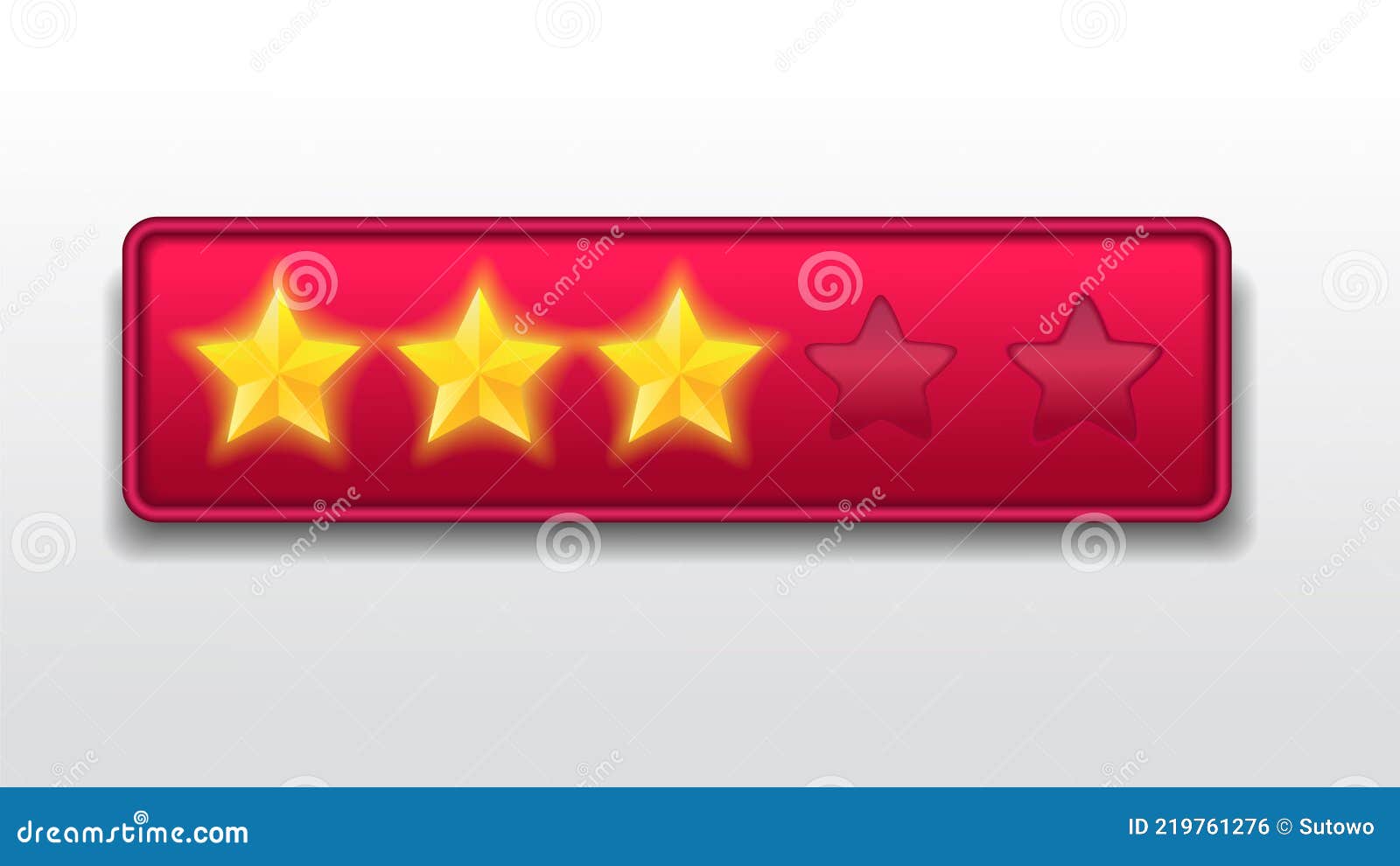 Three 3 Stars. Neutral Customer Feedback Rating Sytem. Realistic Shiny ...