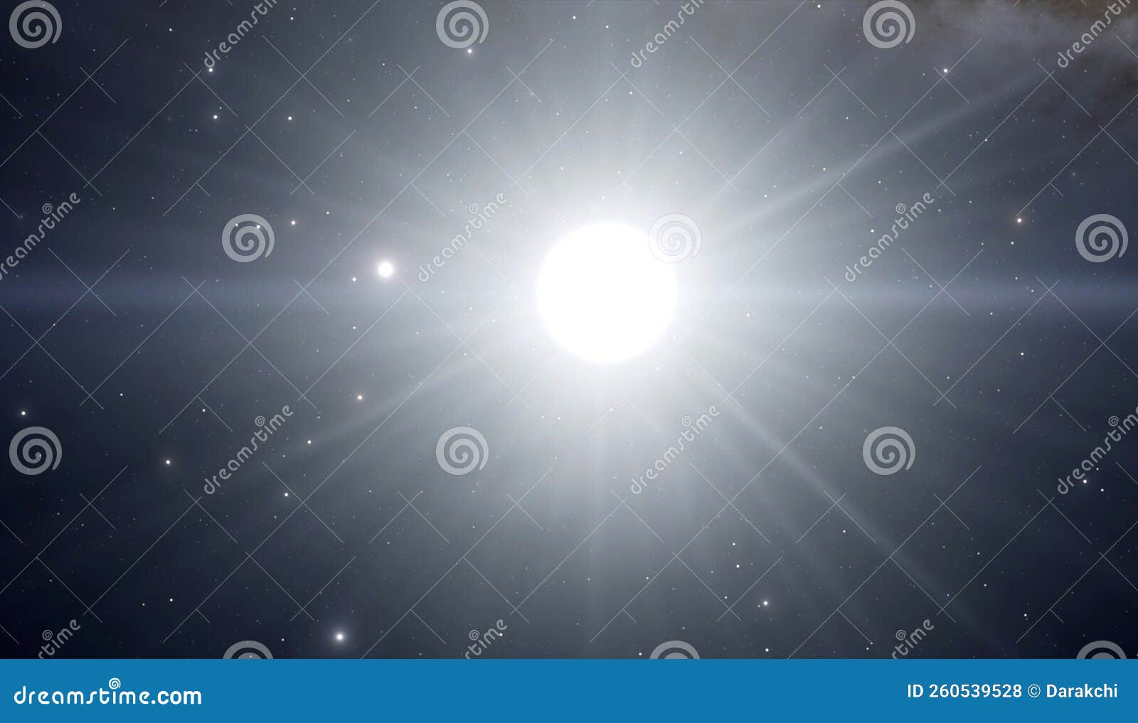 Star with Star Rays Close View, the Universe 3d Illustration Background ...