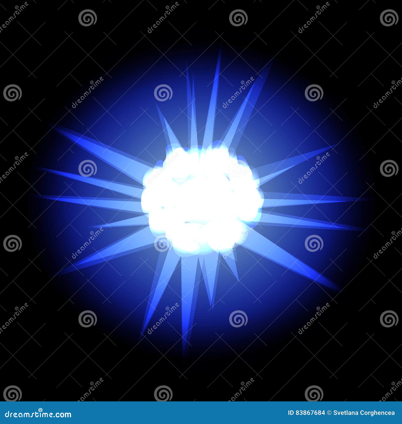 Star with Rays White Blue in Space Cosmos on Black Back Stock Vector ...