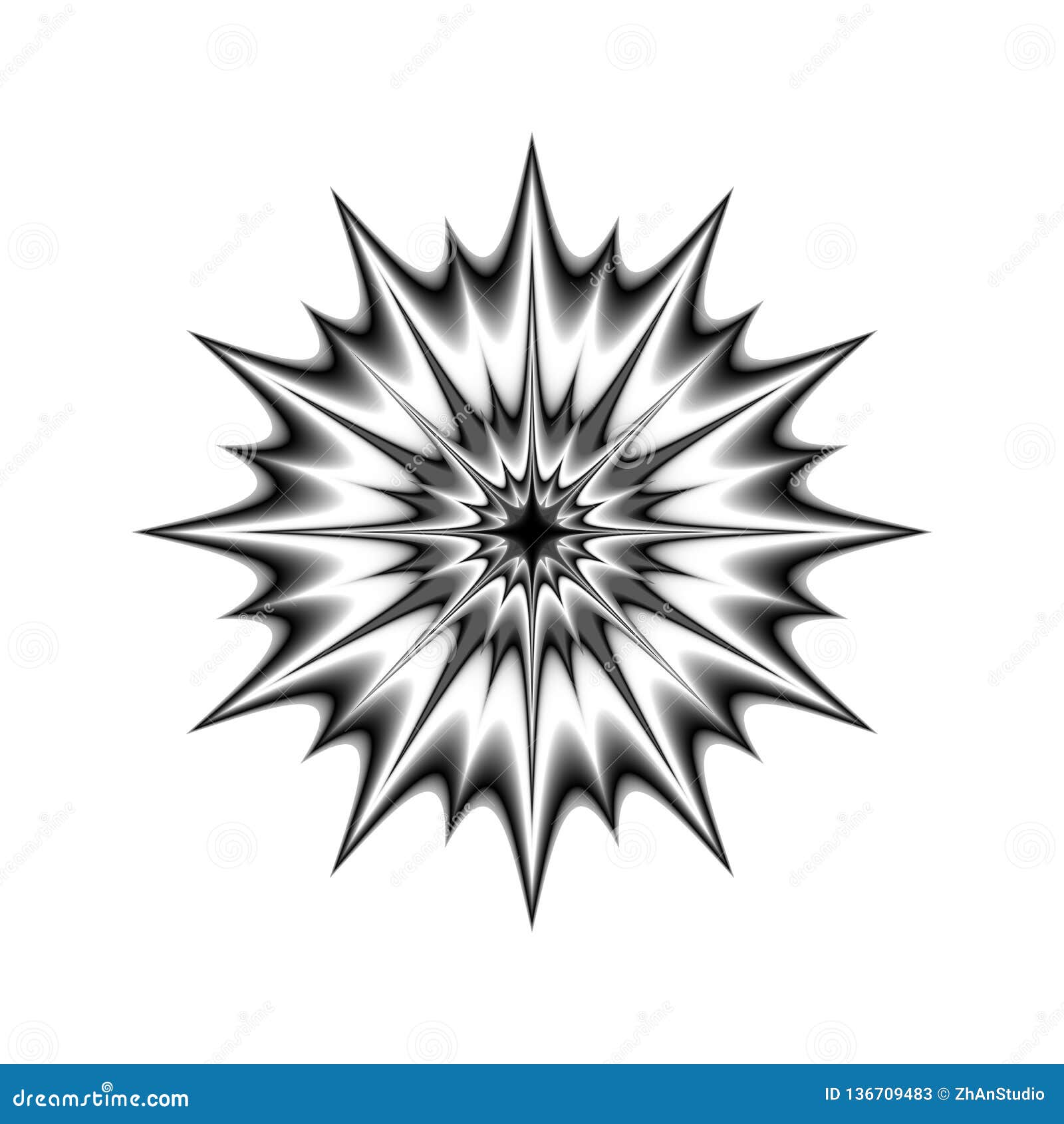Star with Rays White in Space Isolated, Vector, Black and White Stock ...