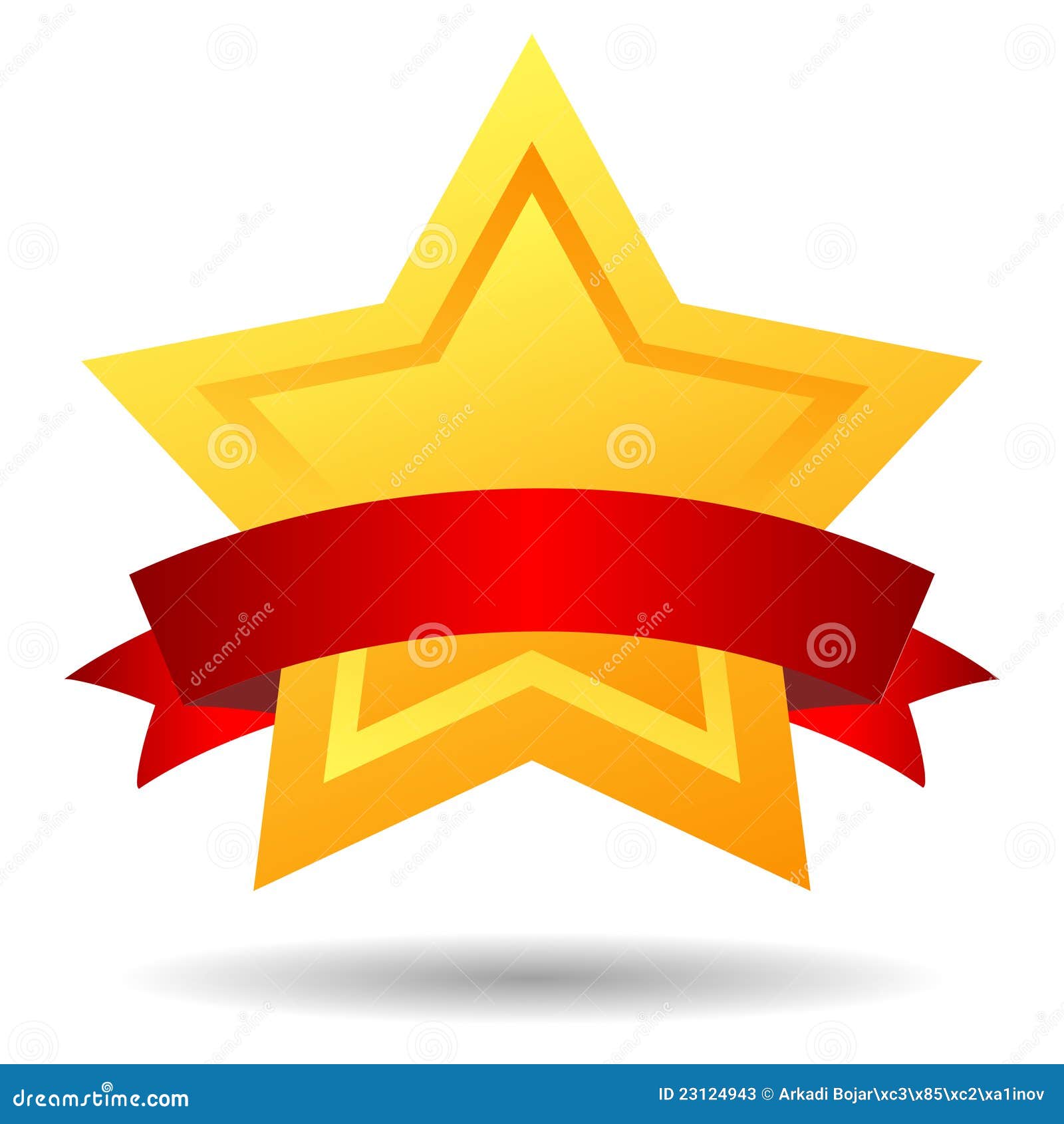 Star with red ribbon stock vector. Illustration of price - 23124943