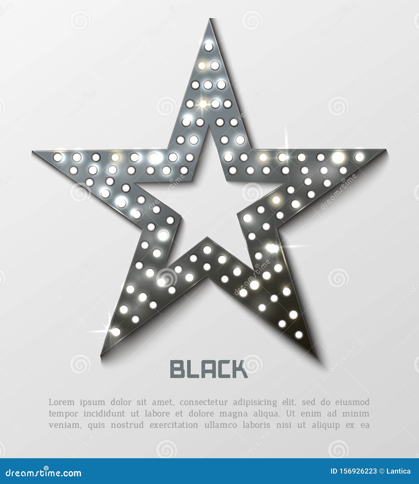Star Retro Black Metal Light Banner Stock Illustration - Illustration ...