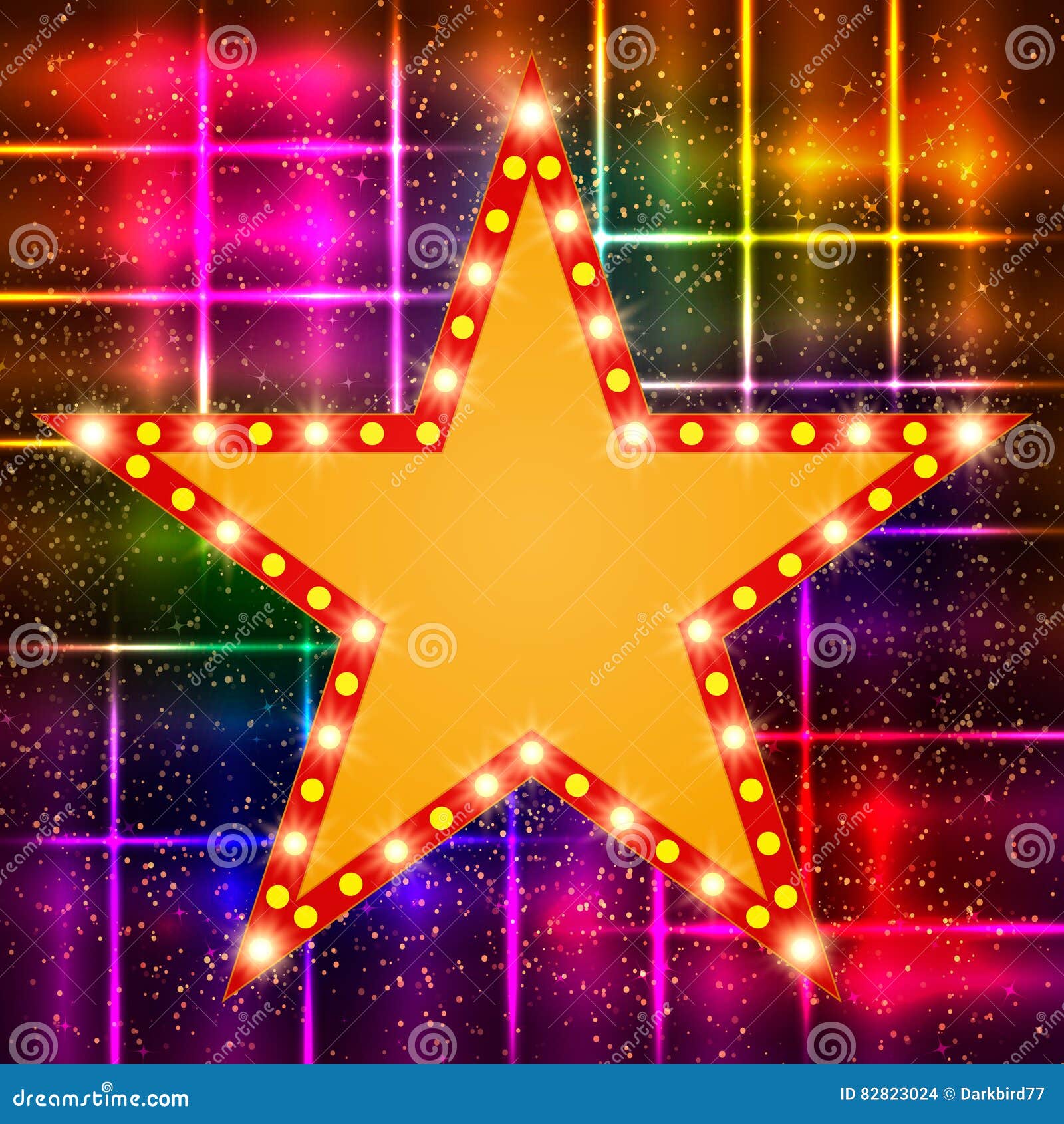 Star Retro Light Banner on Shining Background Stock Illustration ...