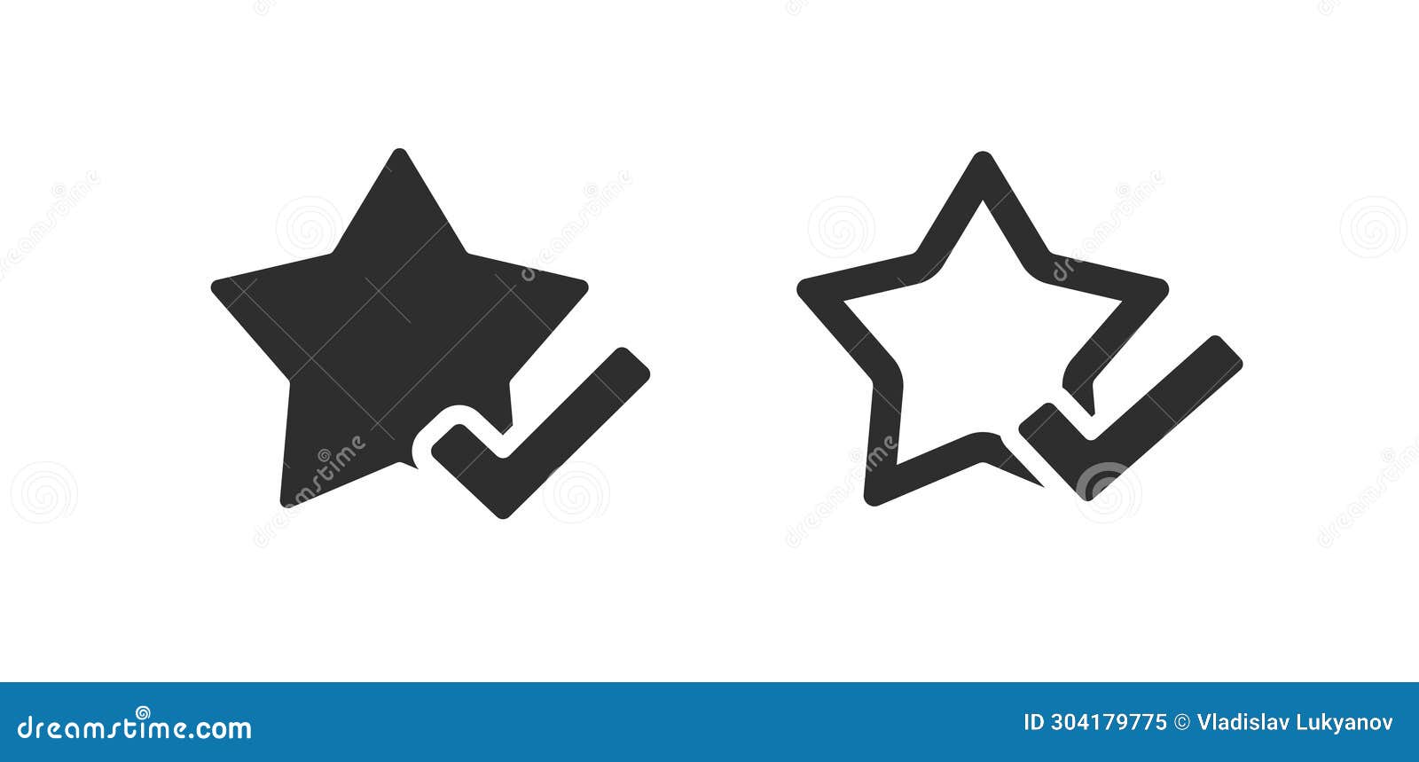 Star Review Check Mark Button Element Vector Simple Graphic Pictogram ...