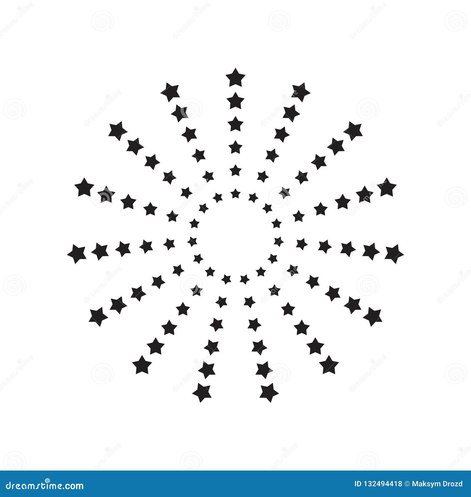Star Round Elements, Halftone Rays Isolated on White Background. Black ...