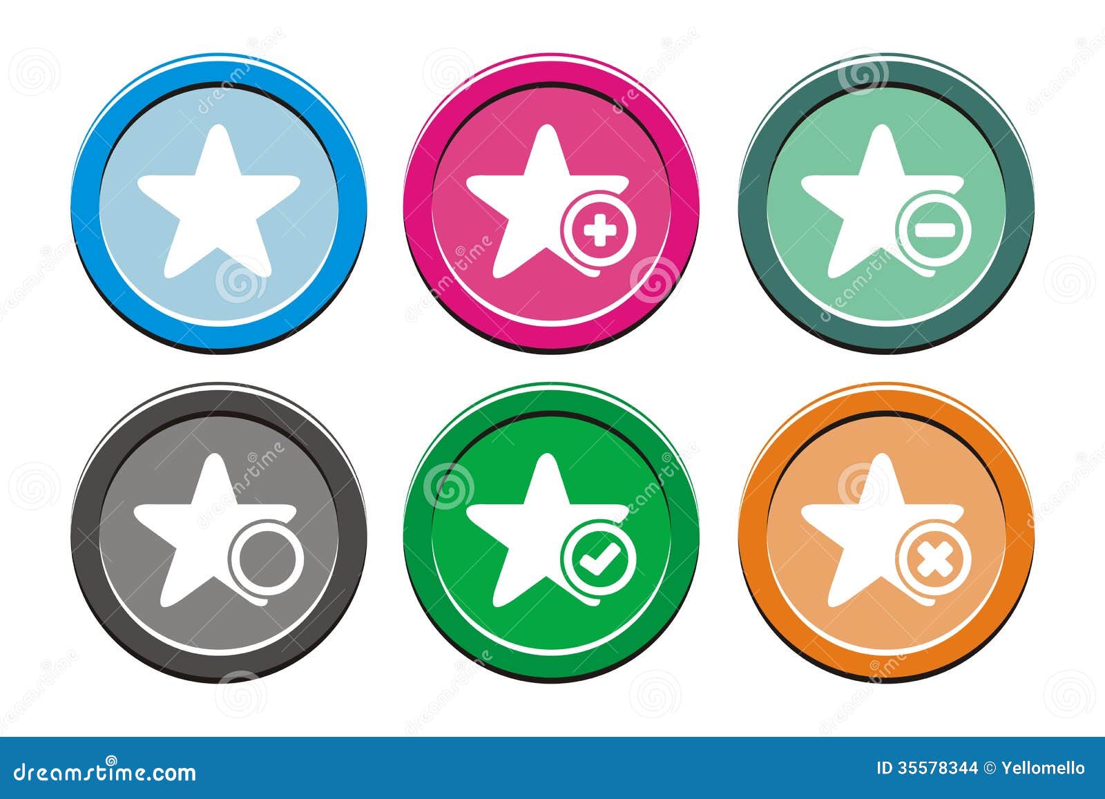Star round icon sets stock vector. Illustration of button - 35578344