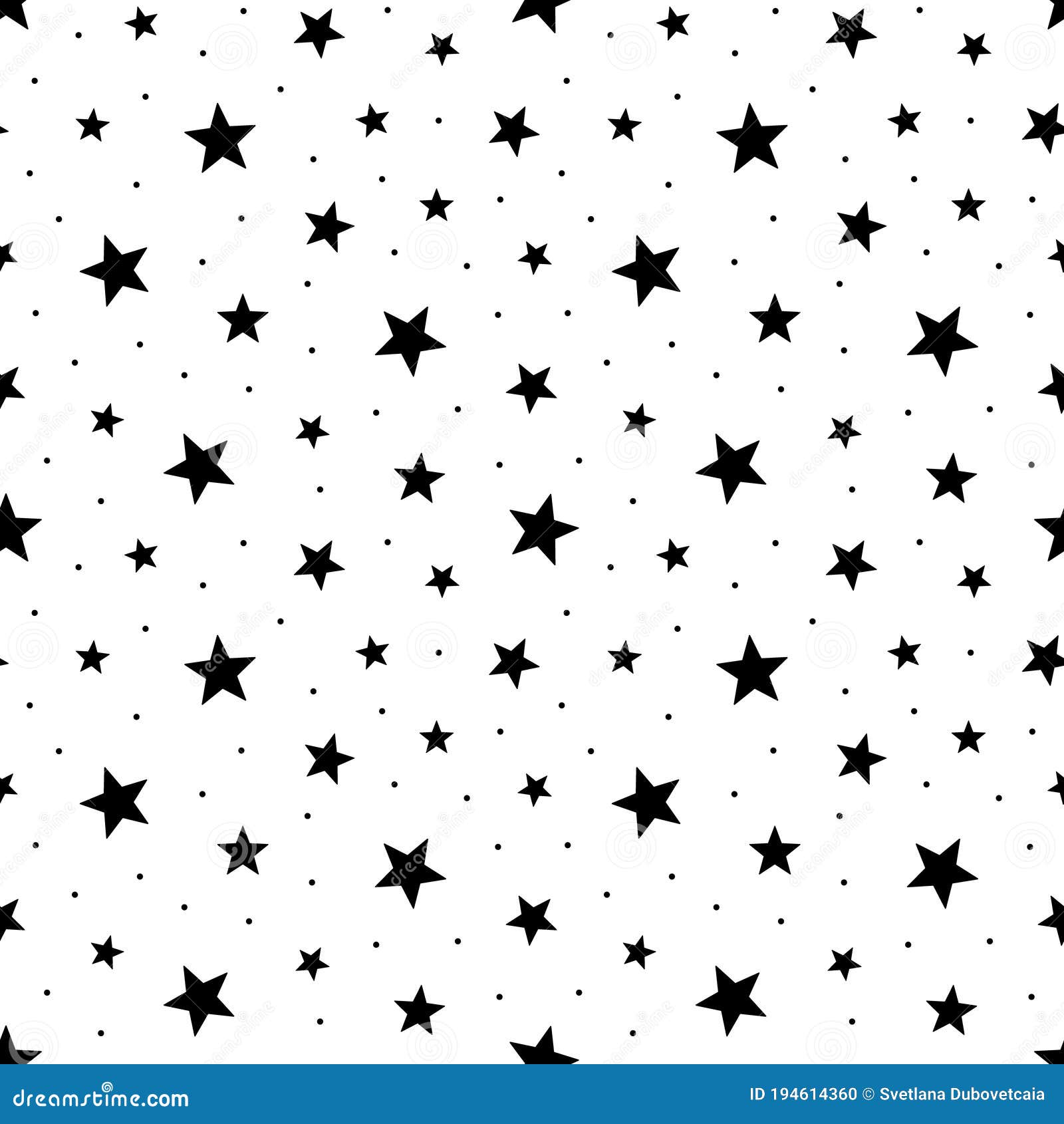 Star Seamless Pattern. Print Starry Sky. Black and White Star ...