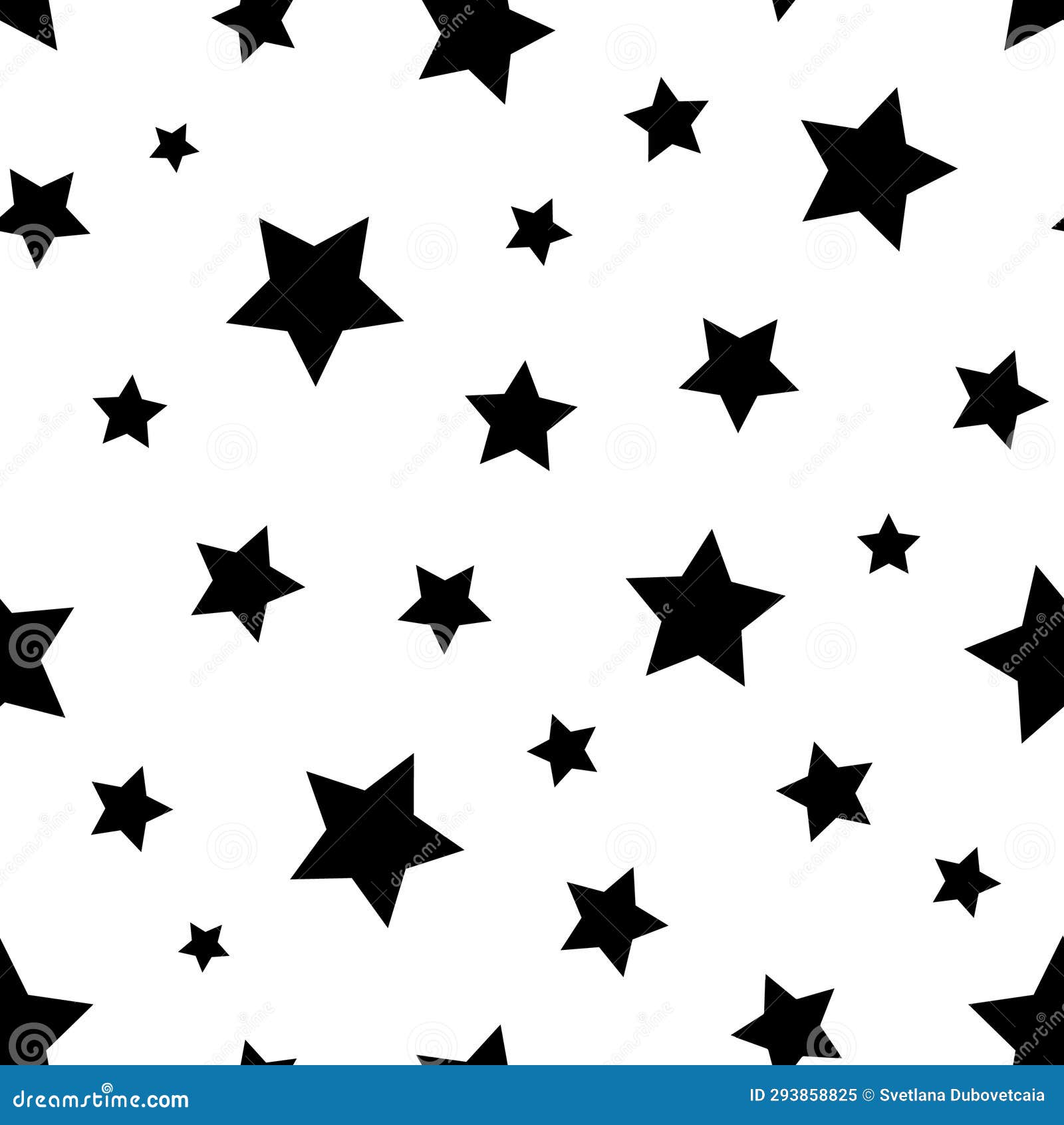 Star Seamless Pattern. Repeating Black Stars Isolated On White ...