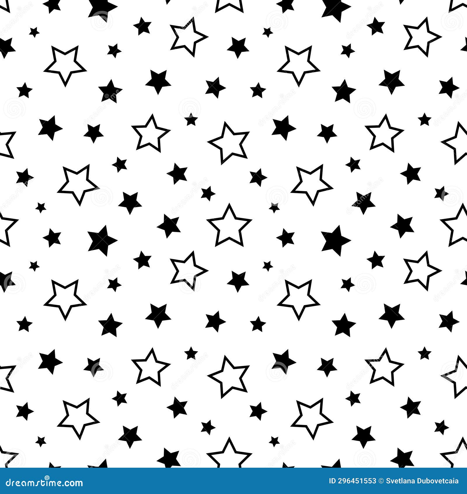 Star Seamless Pattern. Repeating Black Stars Isolated On White ...