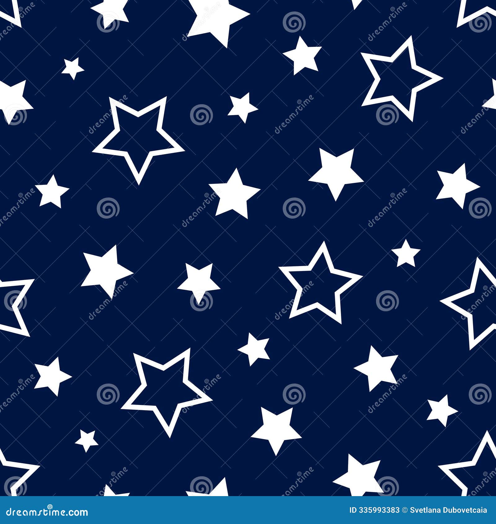 Star Seamless Pattern. Repeating White Stars in Blue Background. Simple ...