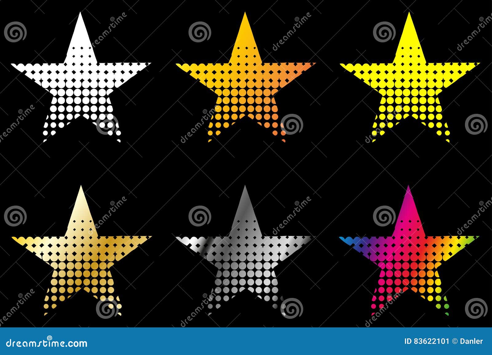 Star Set, Stars of Different Colors Stock Vector - Illustration of ...