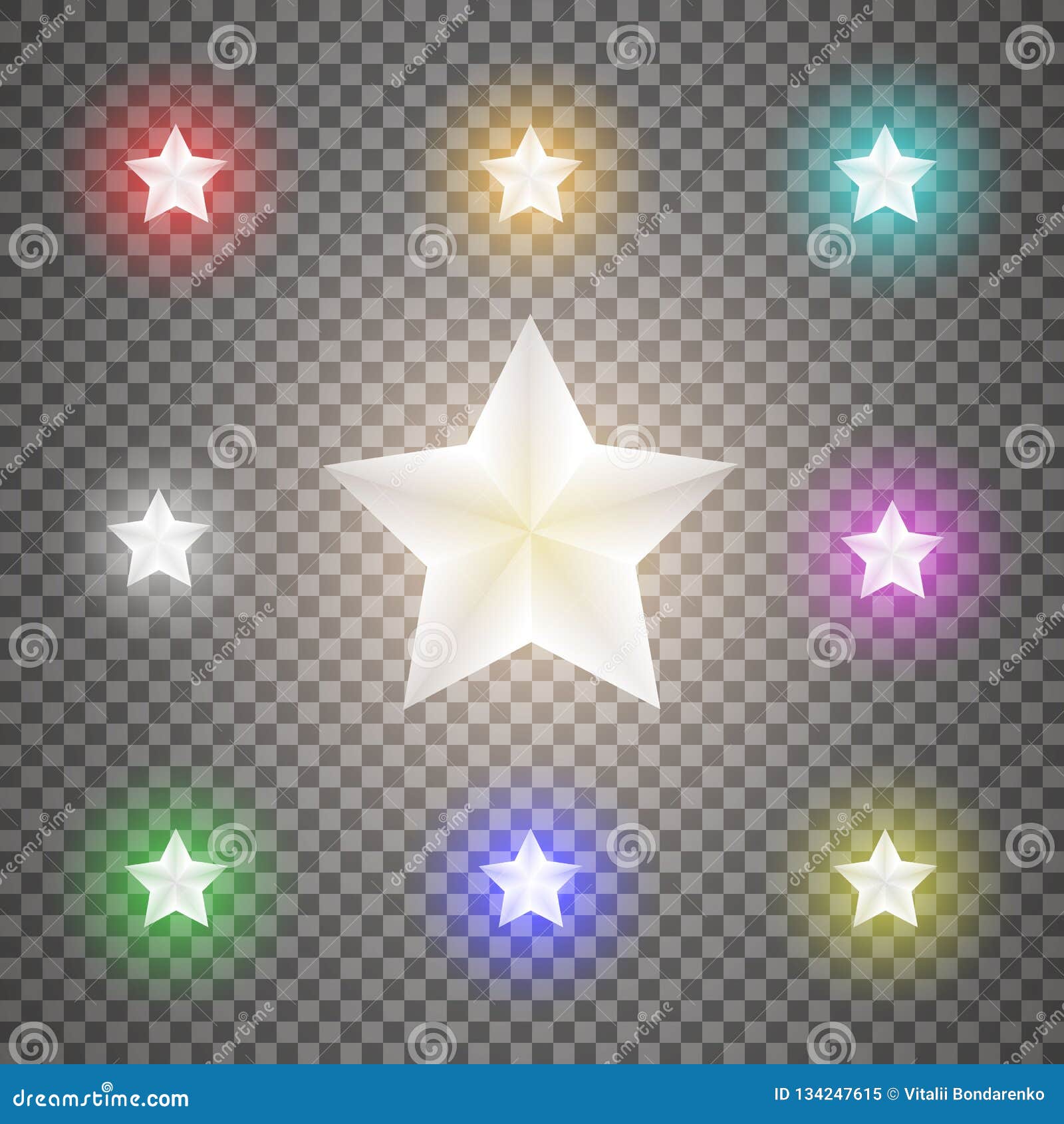 Star Set on Transparent Background Stock Vector - Illustration of shiny ...