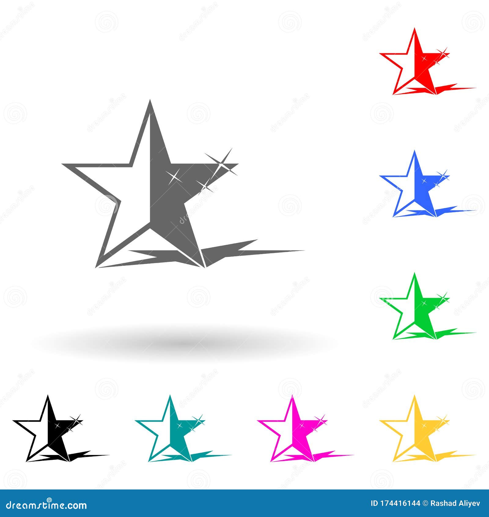 Star with Shadow Multi Color Style Icon. Simple Glyph, Flat Vector of ...