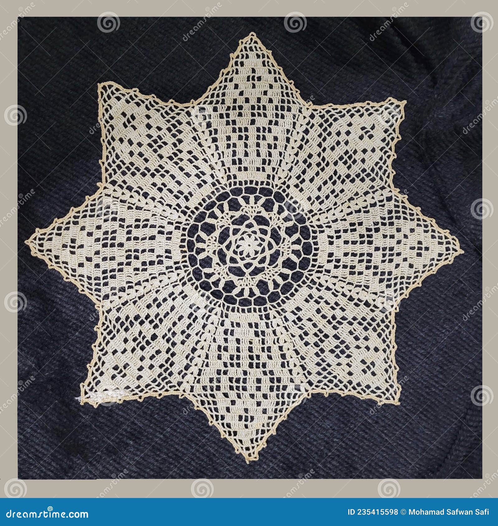 Star Shape Handmade Crochet in Ivory Color Threads Stock Illustration ...