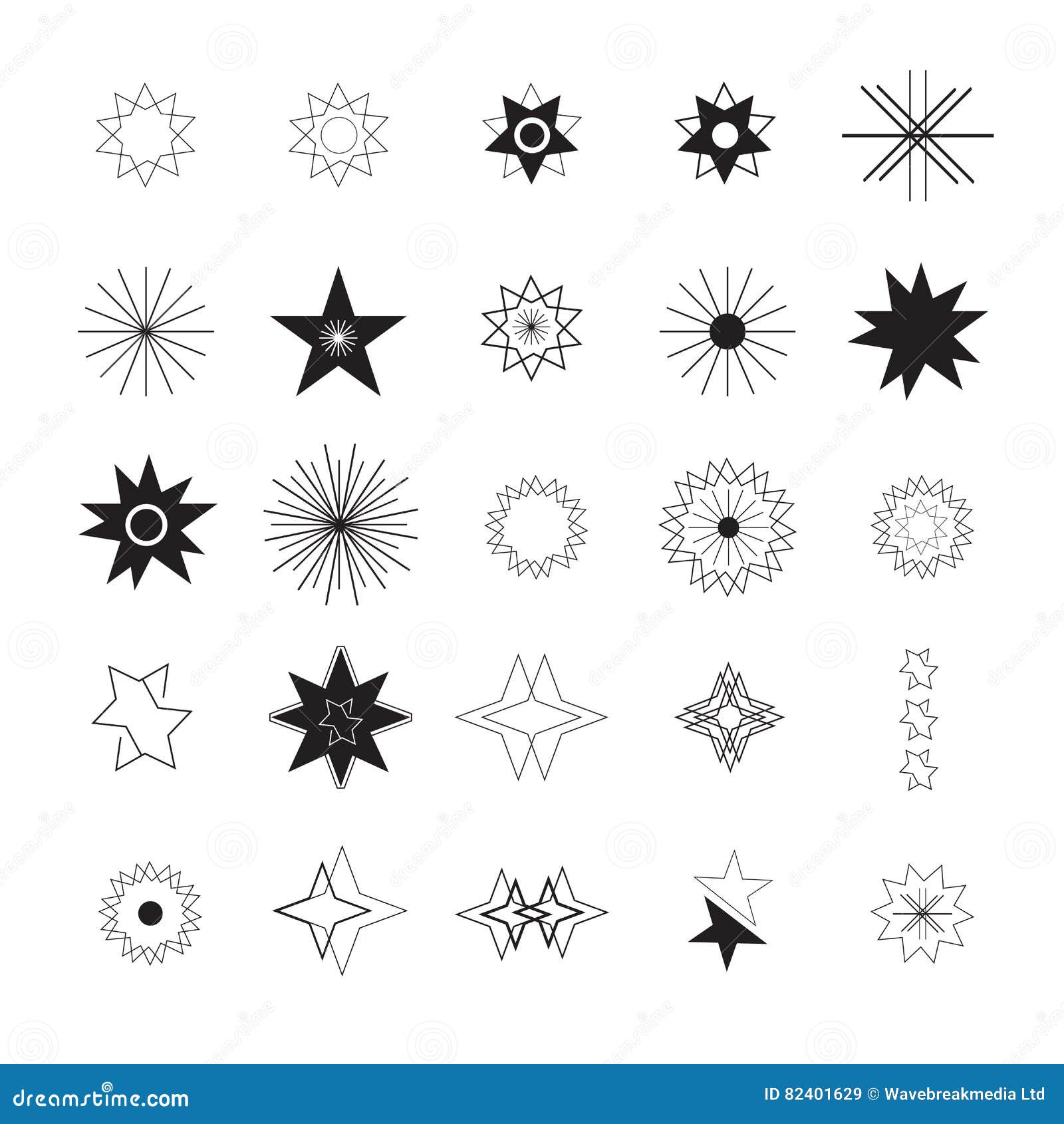 Star shape icon set stock illustration. Illustration of idea - 82401629