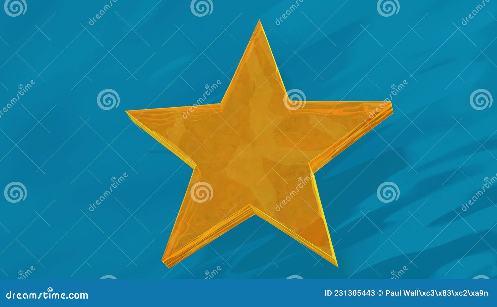 Star Shape and a Light Blue Background. 3d Rendering. Stock ...