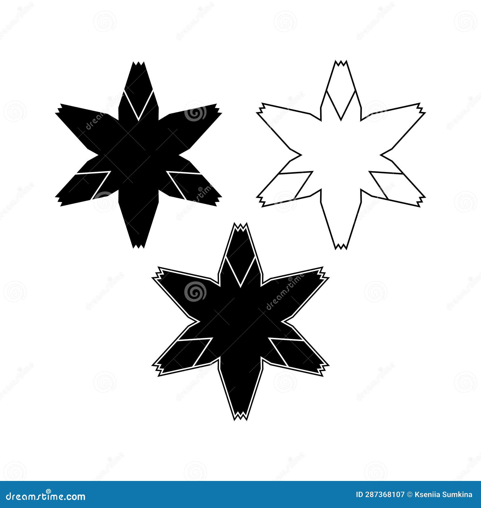 Six Rays Star Shape Logo. Abstract Vector Sign Stock Illustration ...