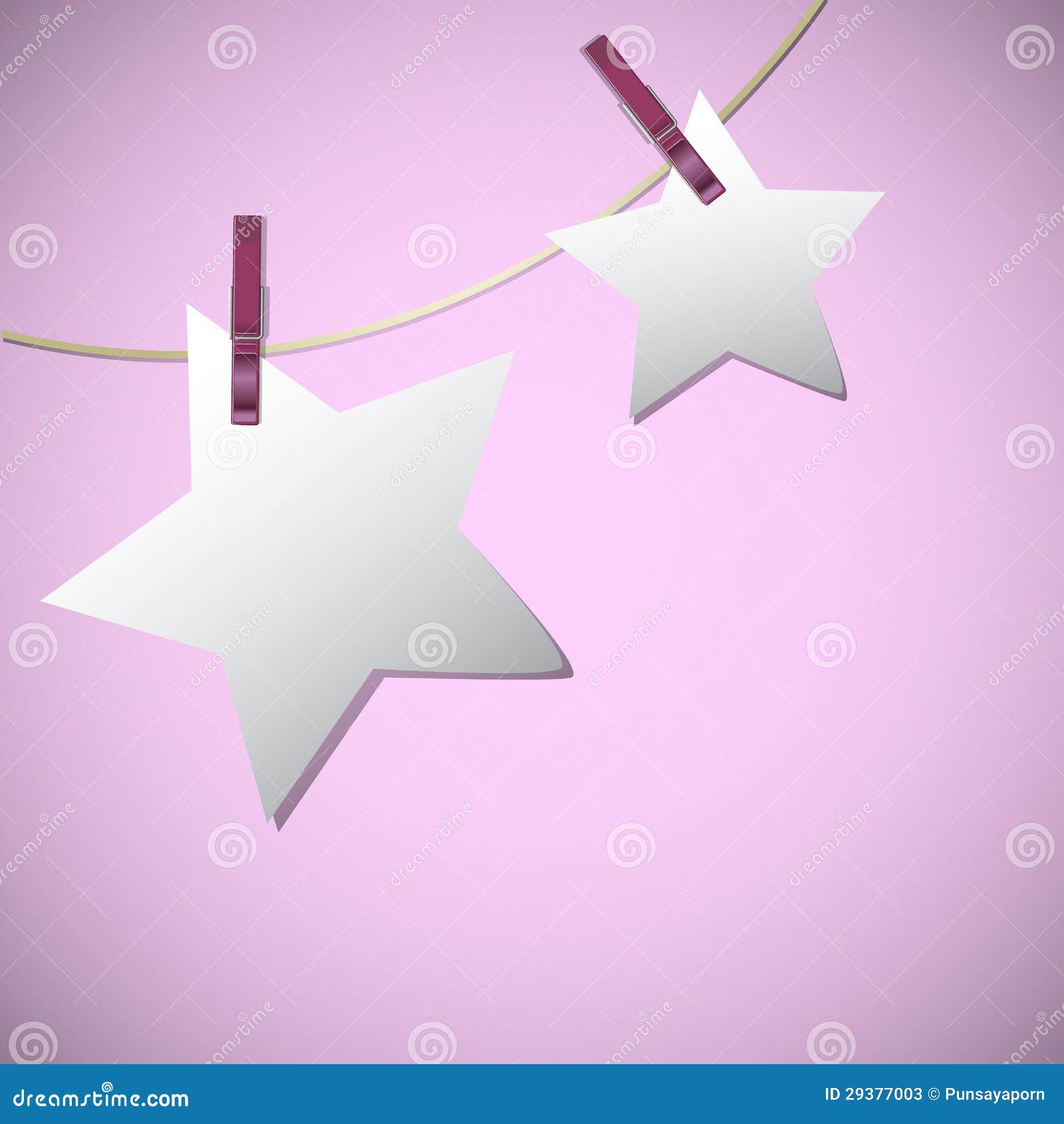 Star Shape of Note Papers Hang on String with Clothes Pin Stock Vector ...