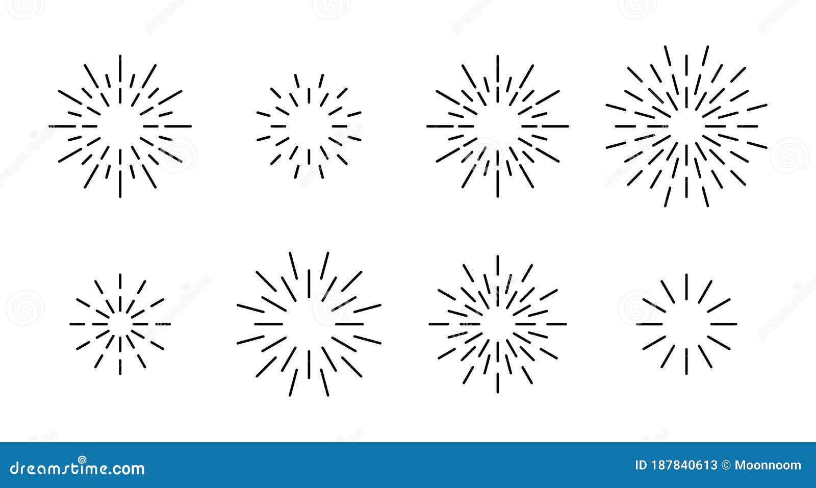 Star Shape Outline Fireworks Explosion Pattern Set Stock Vector ...