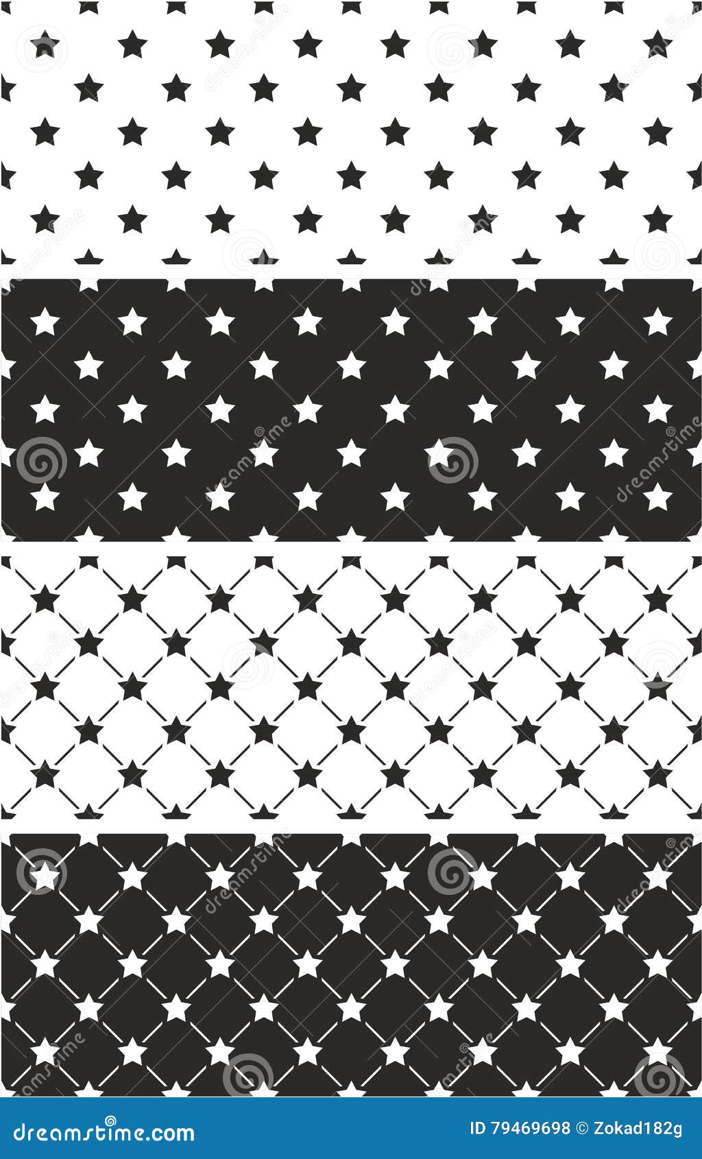 Star Shape Seamless Pattern Set Stock Vector - Illustration of ...