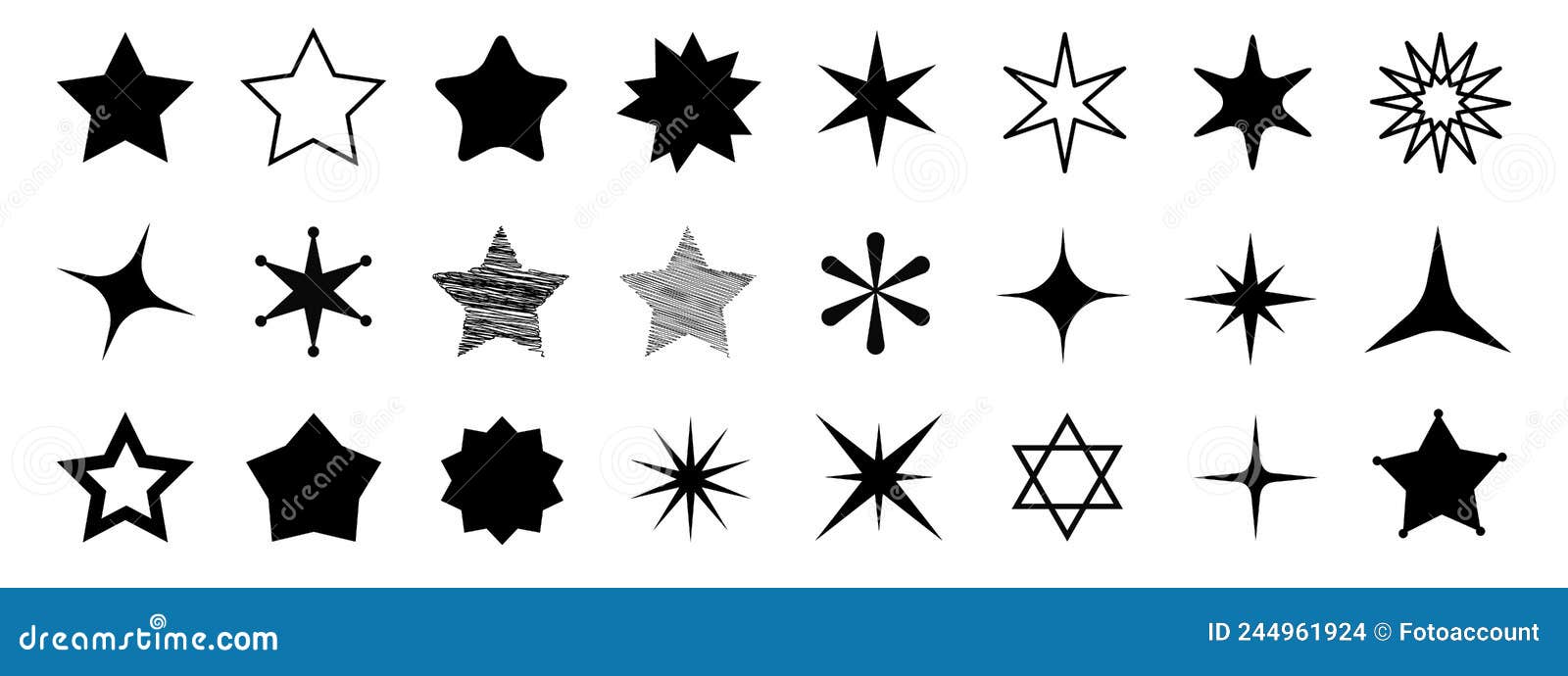 Star Shape Set - Different Vector Illustrations Isolated on White ...