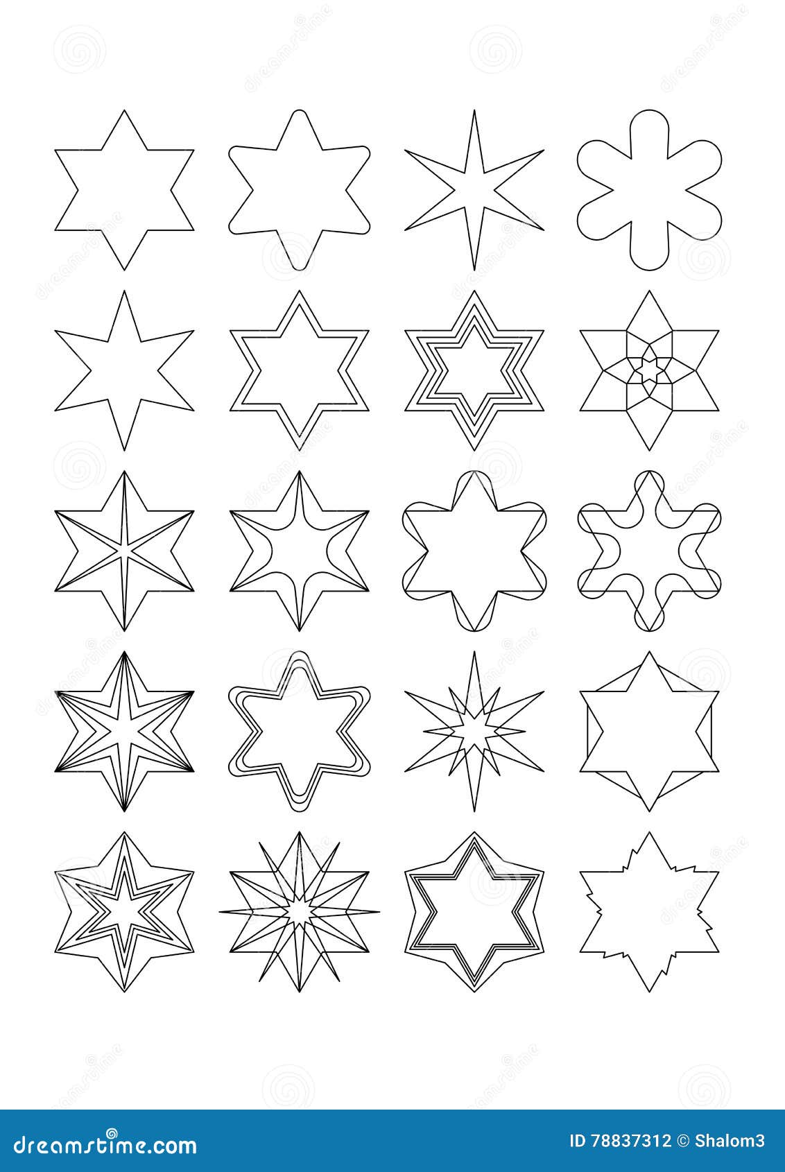 Star Shape Simply Design Elements Set Stock Vector - Illustration of ...