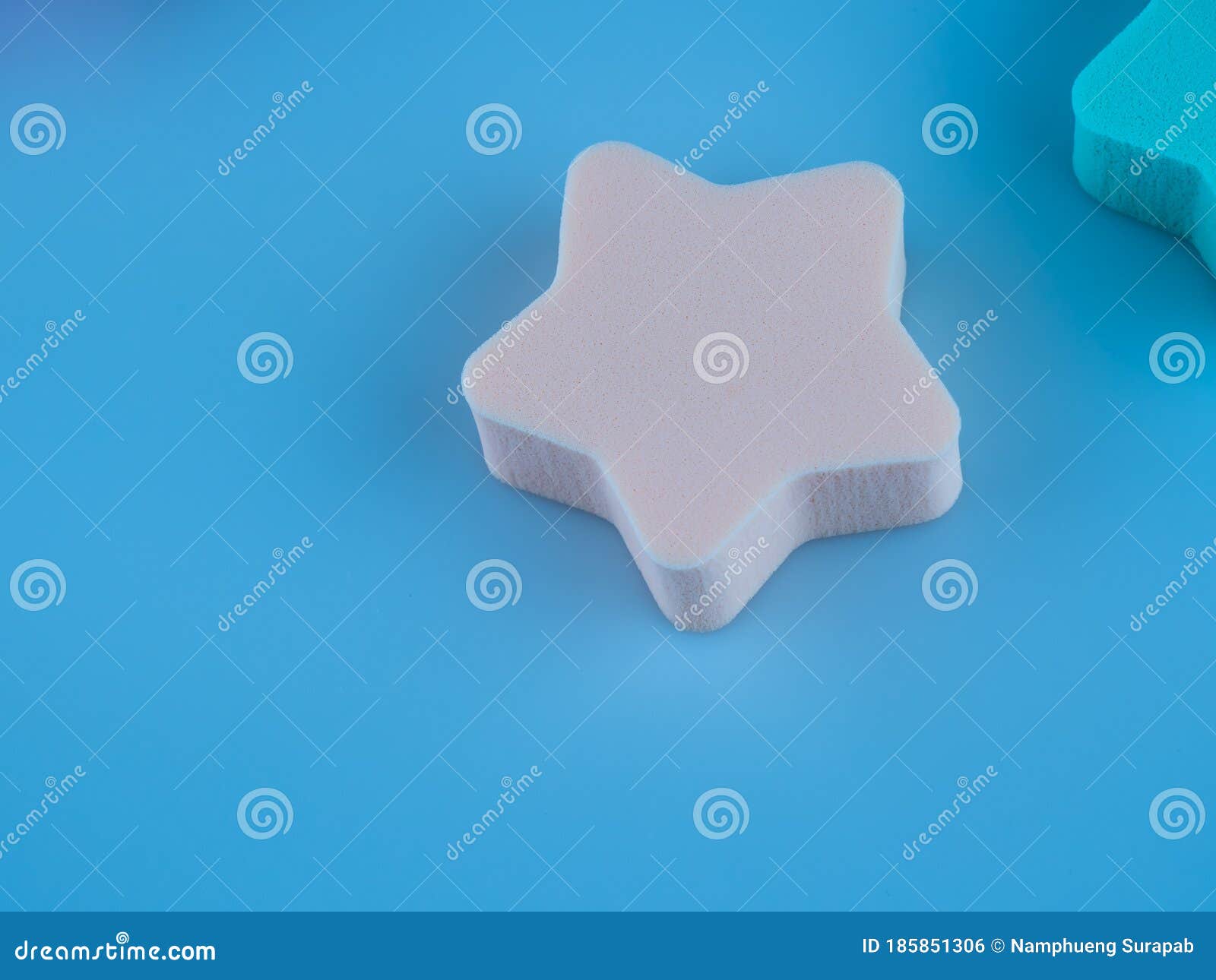 Star Shape Sponge Isolated Blue Background Stock Photo - Image of ...