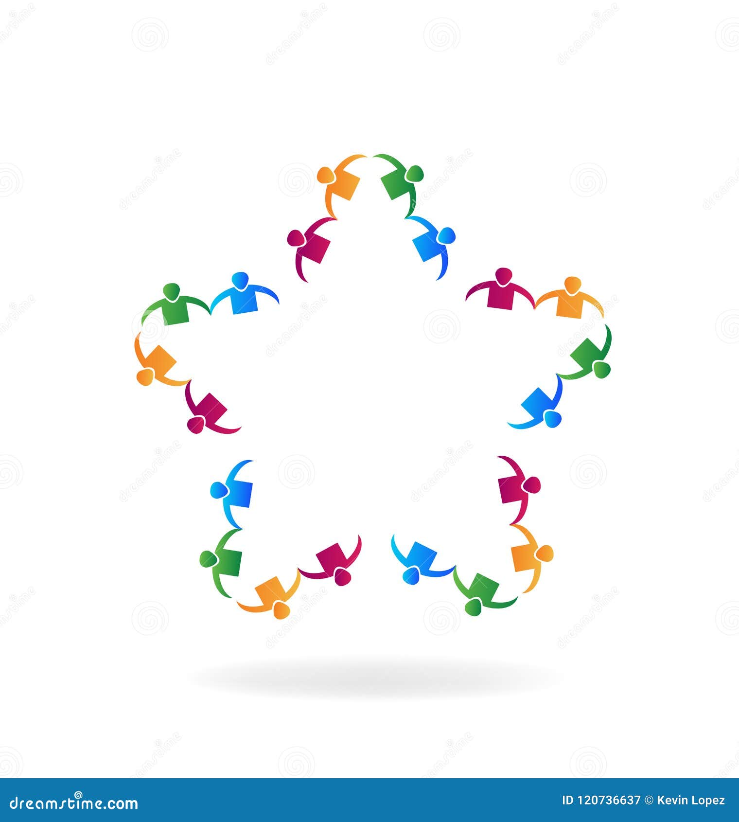 Star Shape Teamwork People Vector Stock Vector - Illustration of ...