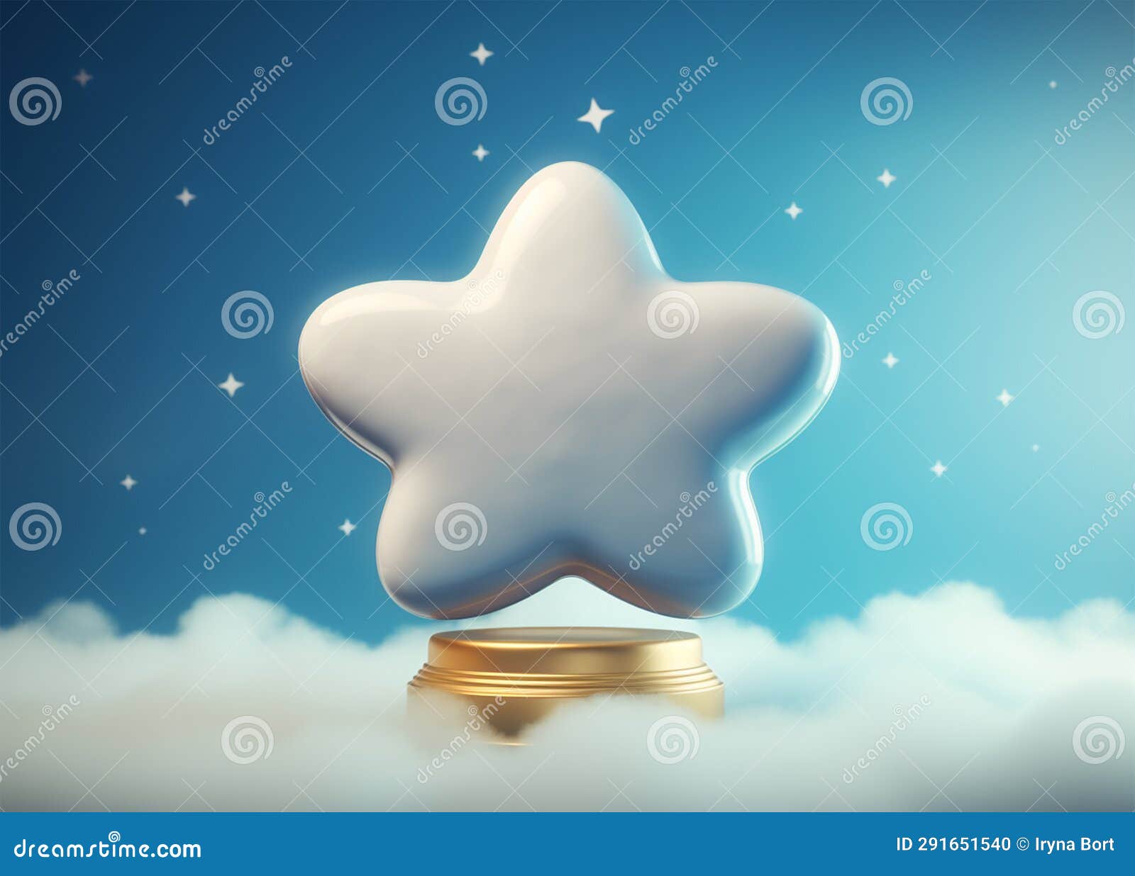 Star Shaped Award with Clouds on Blue Sky Background Stock Illustration ...