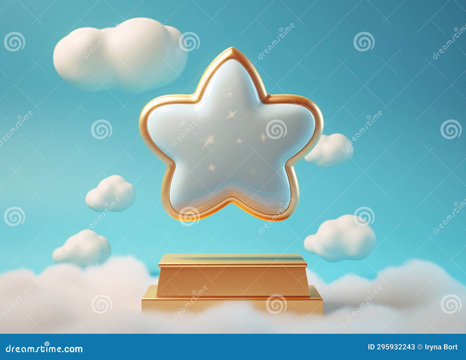 Star Shaped Award with Clouds on Blue Sky Background Stock Illustration ...