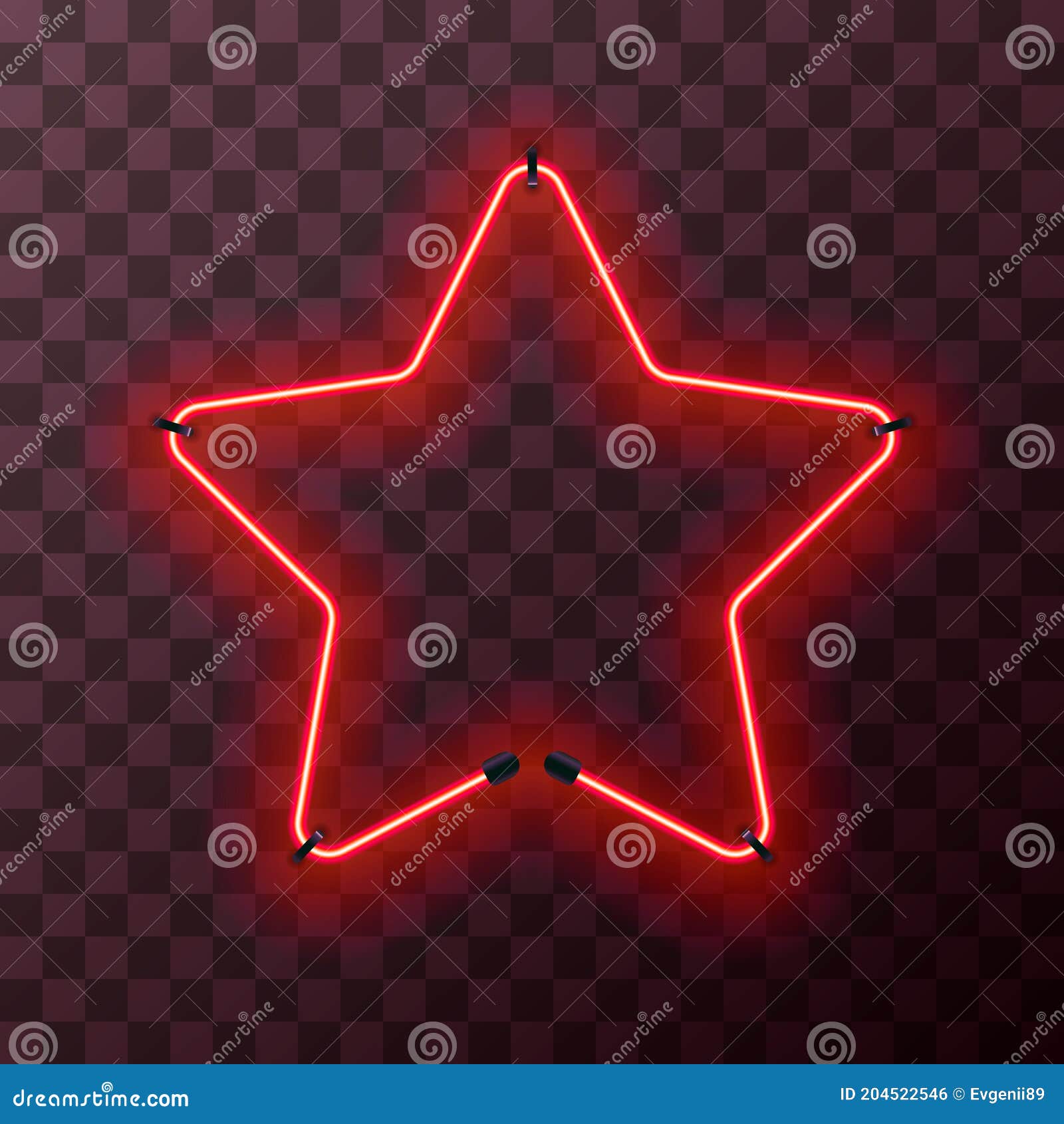 Star-shaped Bright Red Neon Frame, Template on Transparent Stock Vector ...