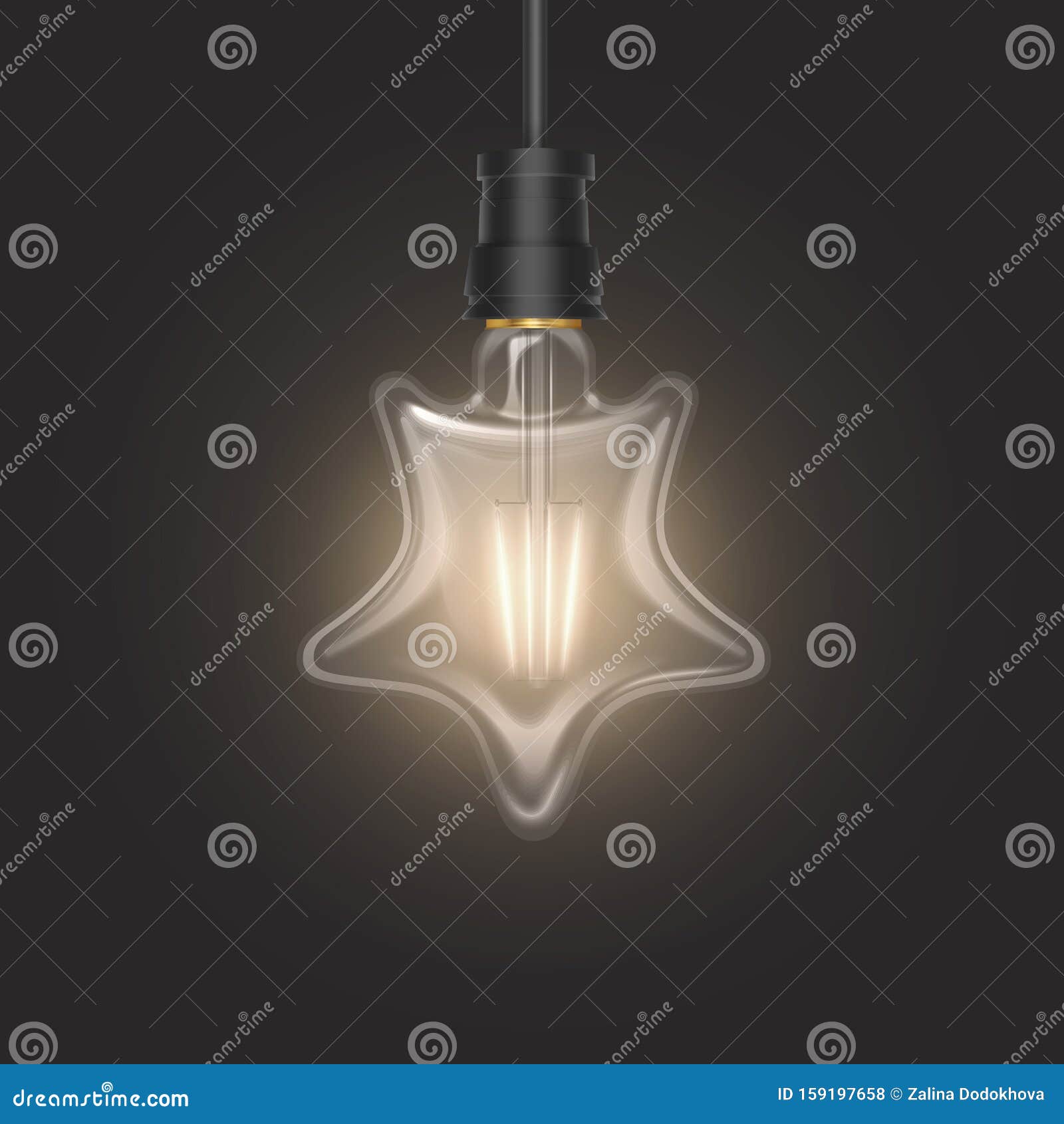 Star Shaped Bulb in Retro Style on Dark Substrate, Glowing Light Bulb ...