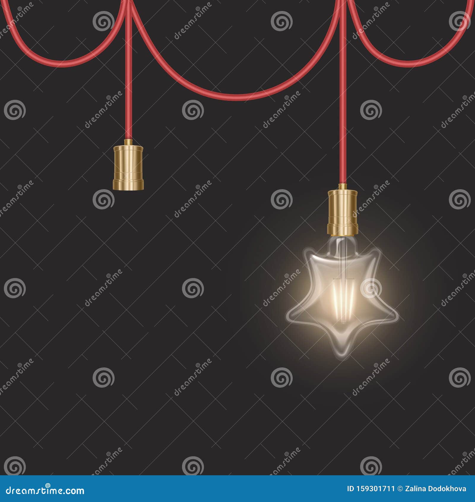 Star Shaped Bulb in Retro Style on Dark Substrate, Glowing Light Bulb ...