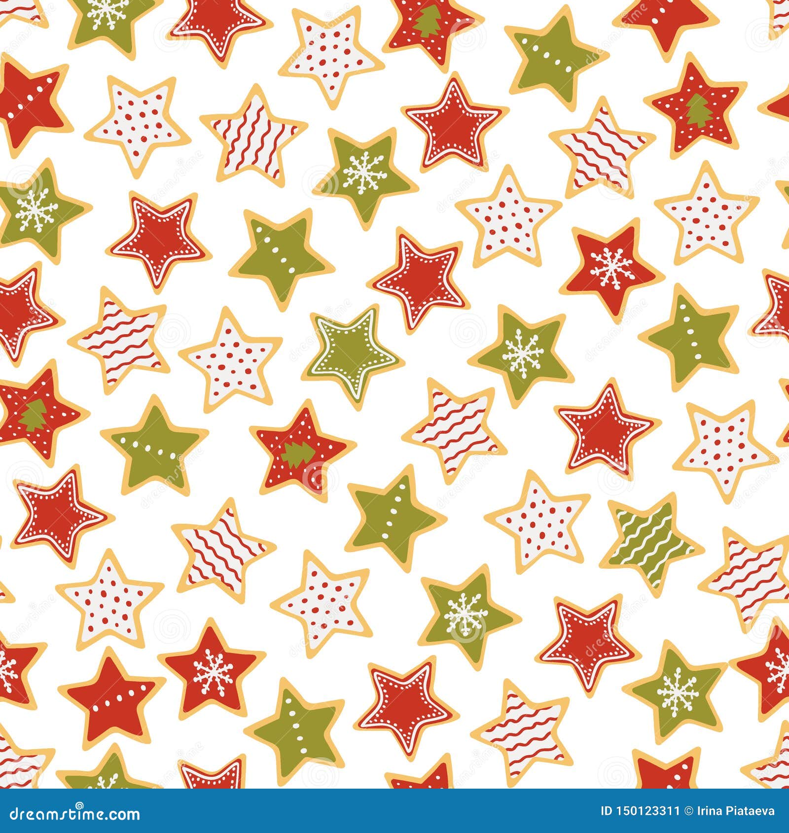 Star Shaped Christmas Gingerbread Seamless Pattern. Christmas Sweets ...