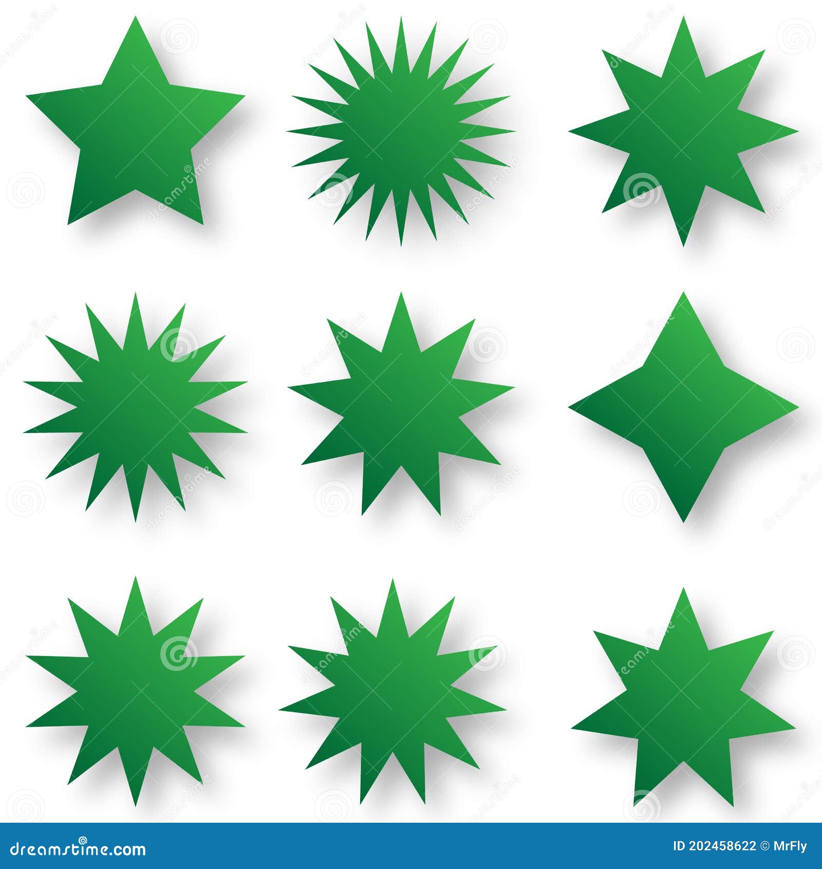 Star Shaped Green Sticker Set, Vector Illustration Stock Vector ...