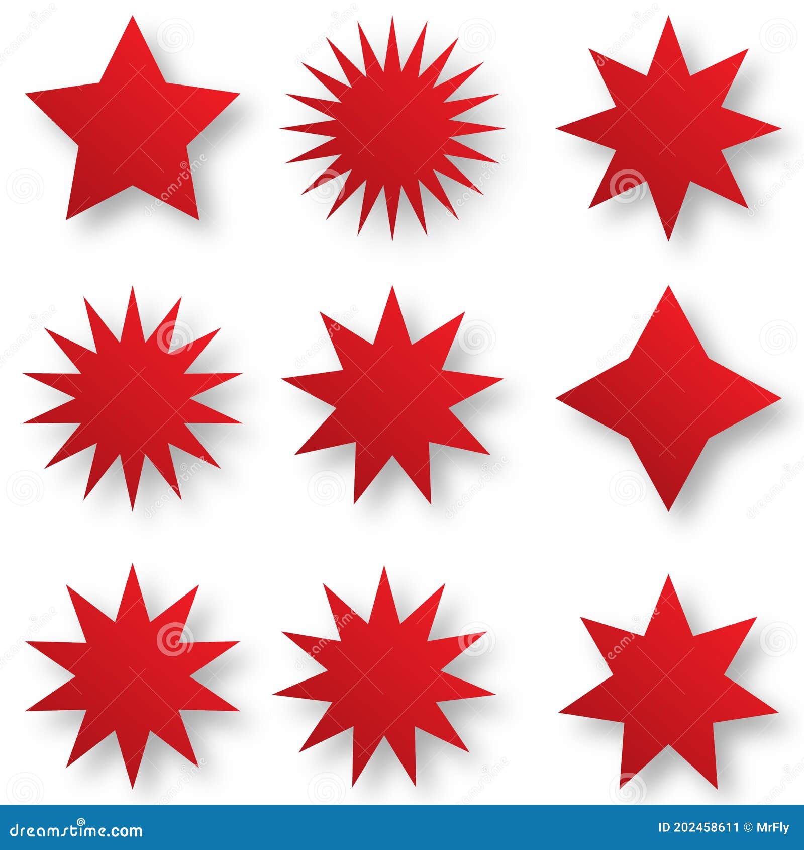 Star Shaped Red Icon Set, Vector Illustration Stock Vector ...